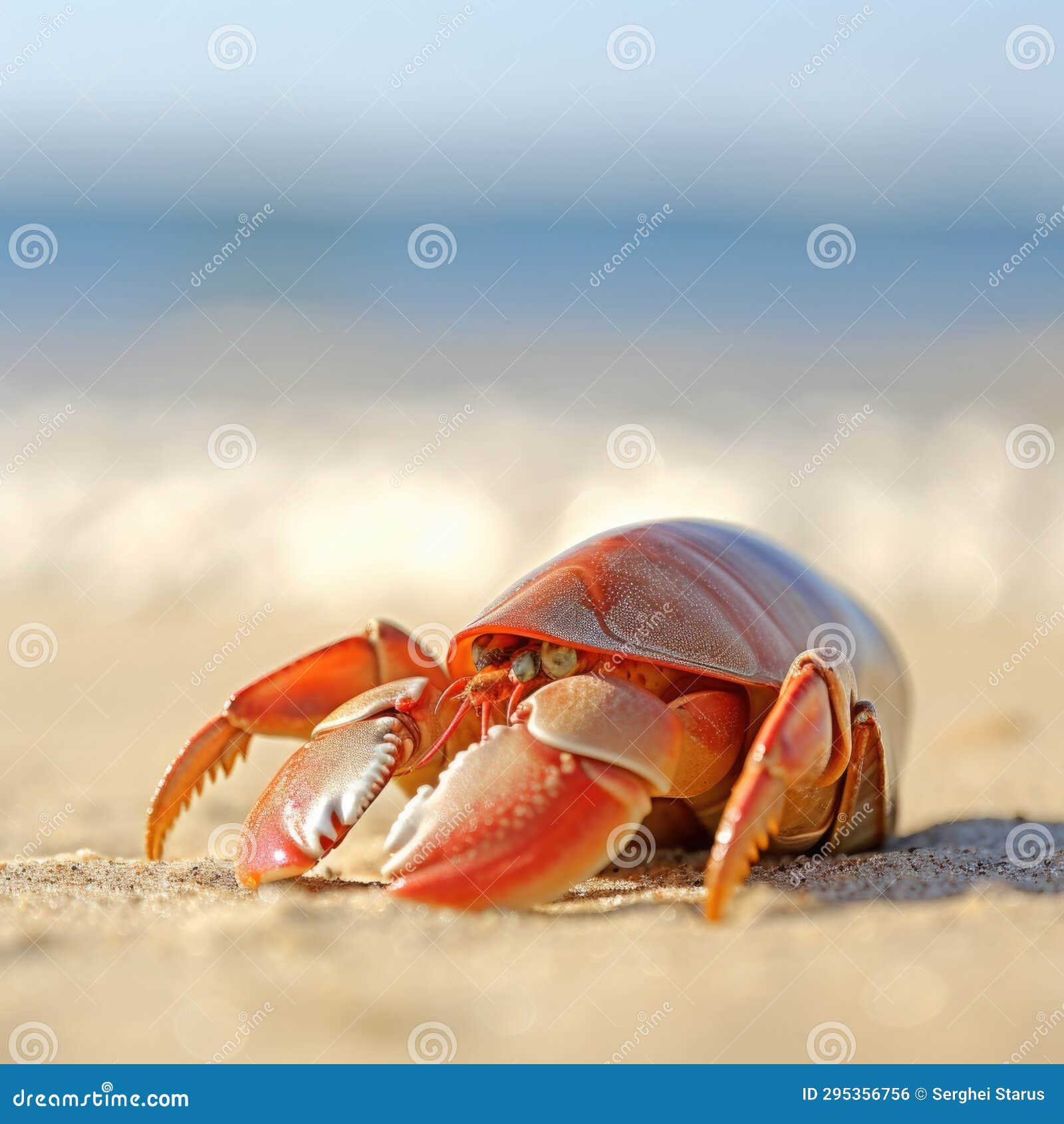 A Crab on the Beach with Its Head Facing the Camera, AI Stock ...