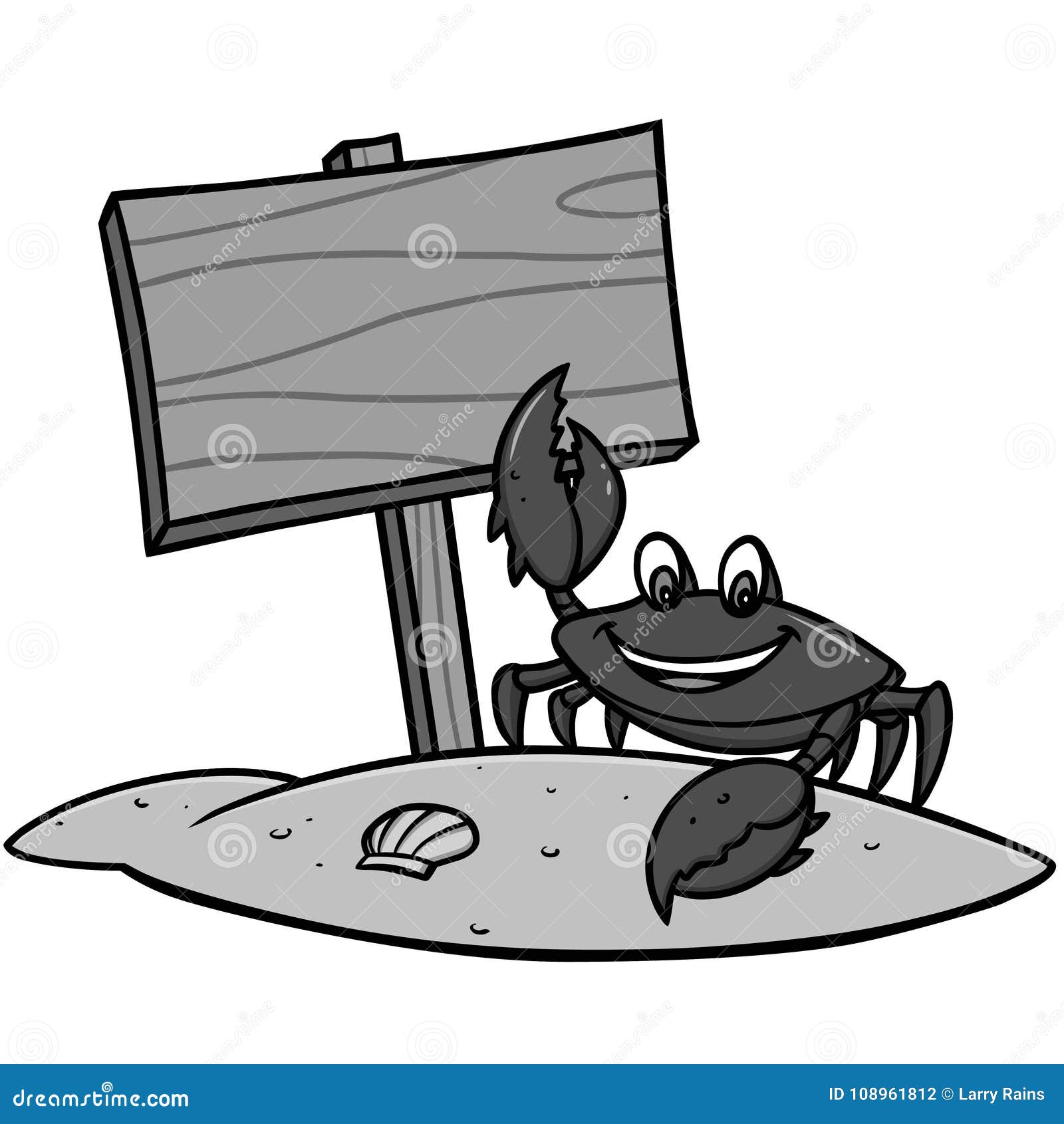 Crab Beach Sign Illustration Stock Vector - Illustration of crustacean ...