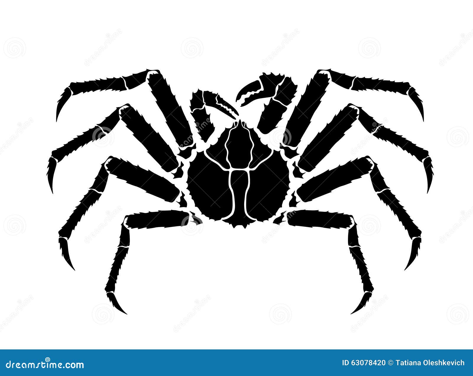 Red King Crab. Outline Black And White Illustration. Royalty-Free Stock ...