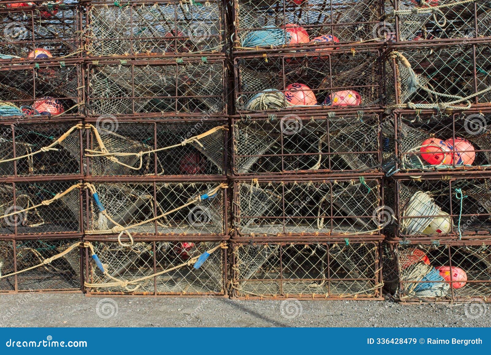 Crab cages. stock image. Image of metal, port, trap - 336428479