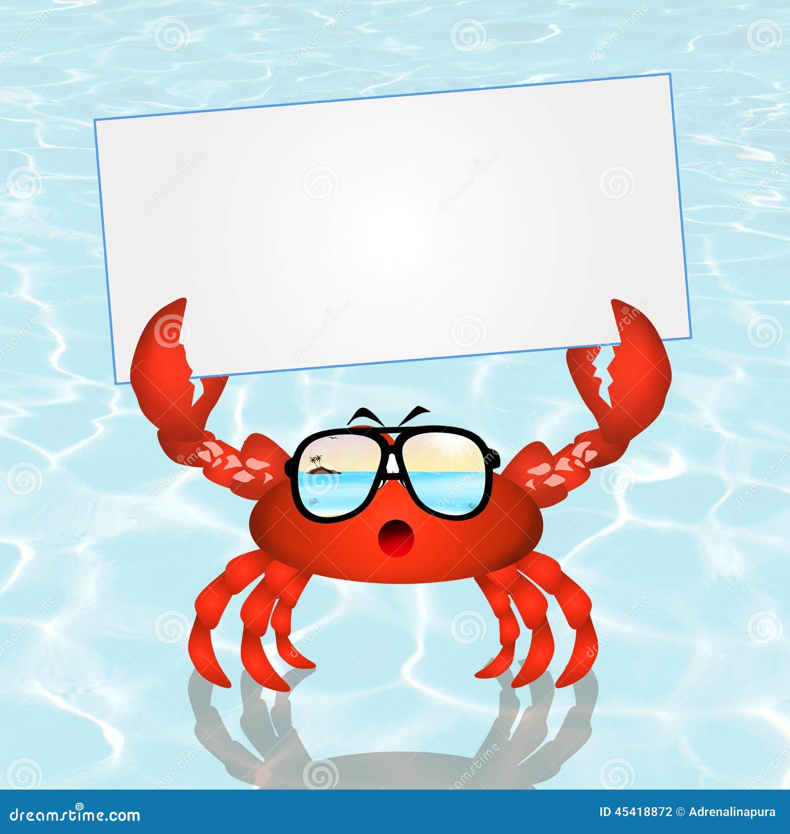 Crab with card stock illustration. Illustration of funny - 45418872