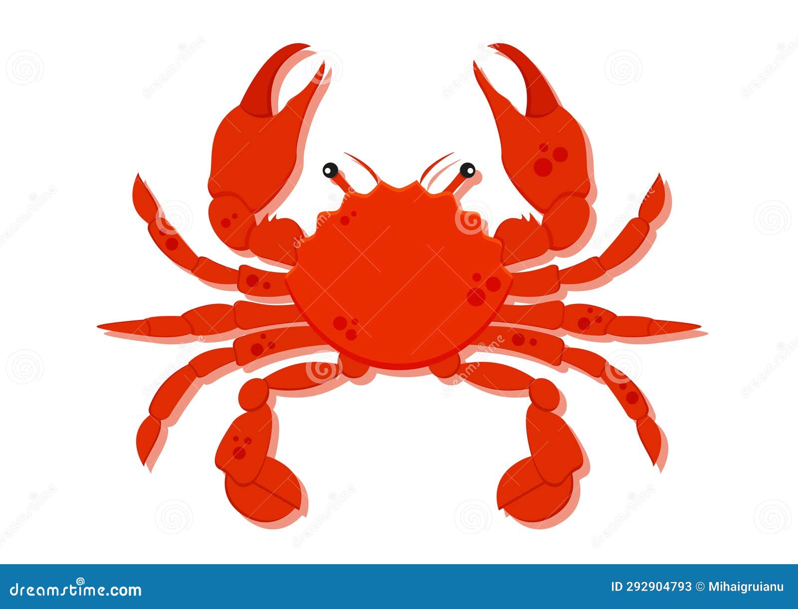 Crab Cartoon Character with Big Claws Vector Illustration Stock ...