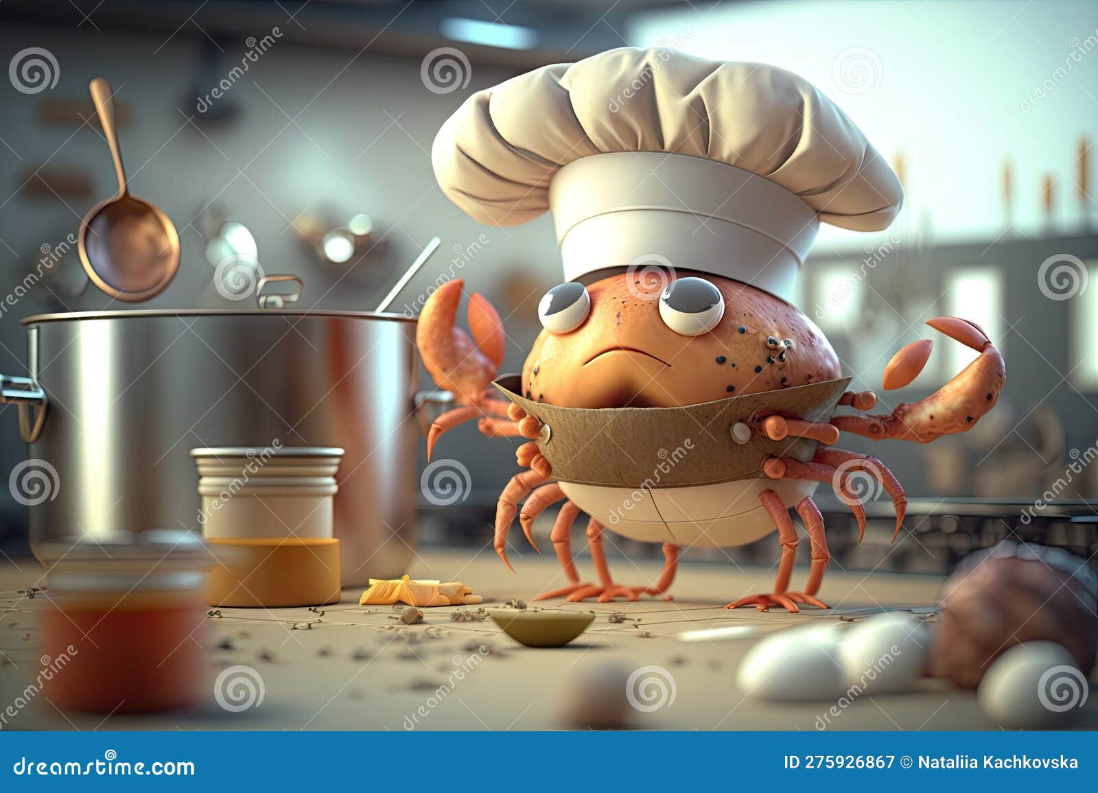 Crab a Chef Standing in the Kitchen Stock Illustration - Illustration ...