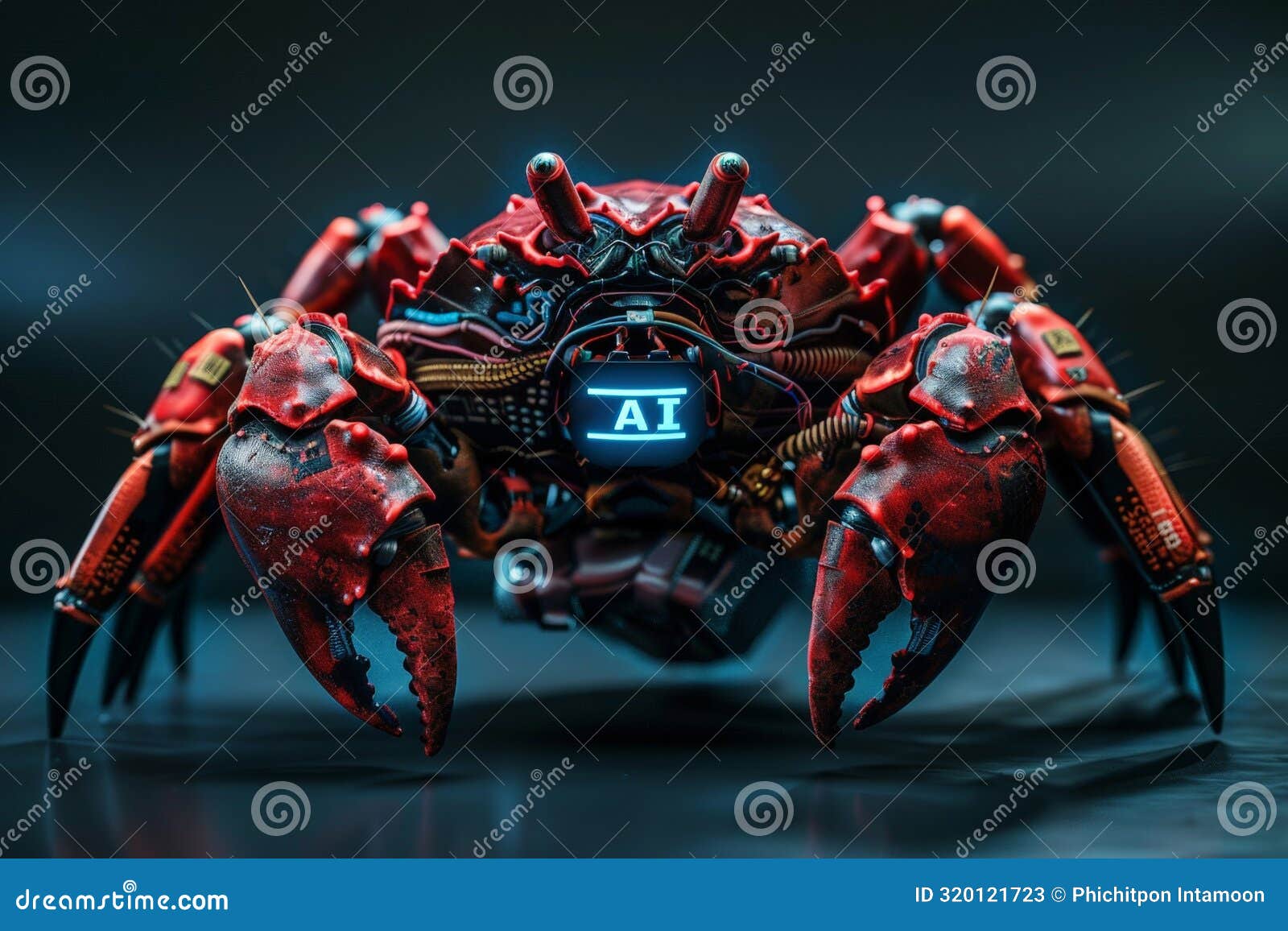 Crab Digital with AI Text on Isolated Background. Stock Image - Image ...