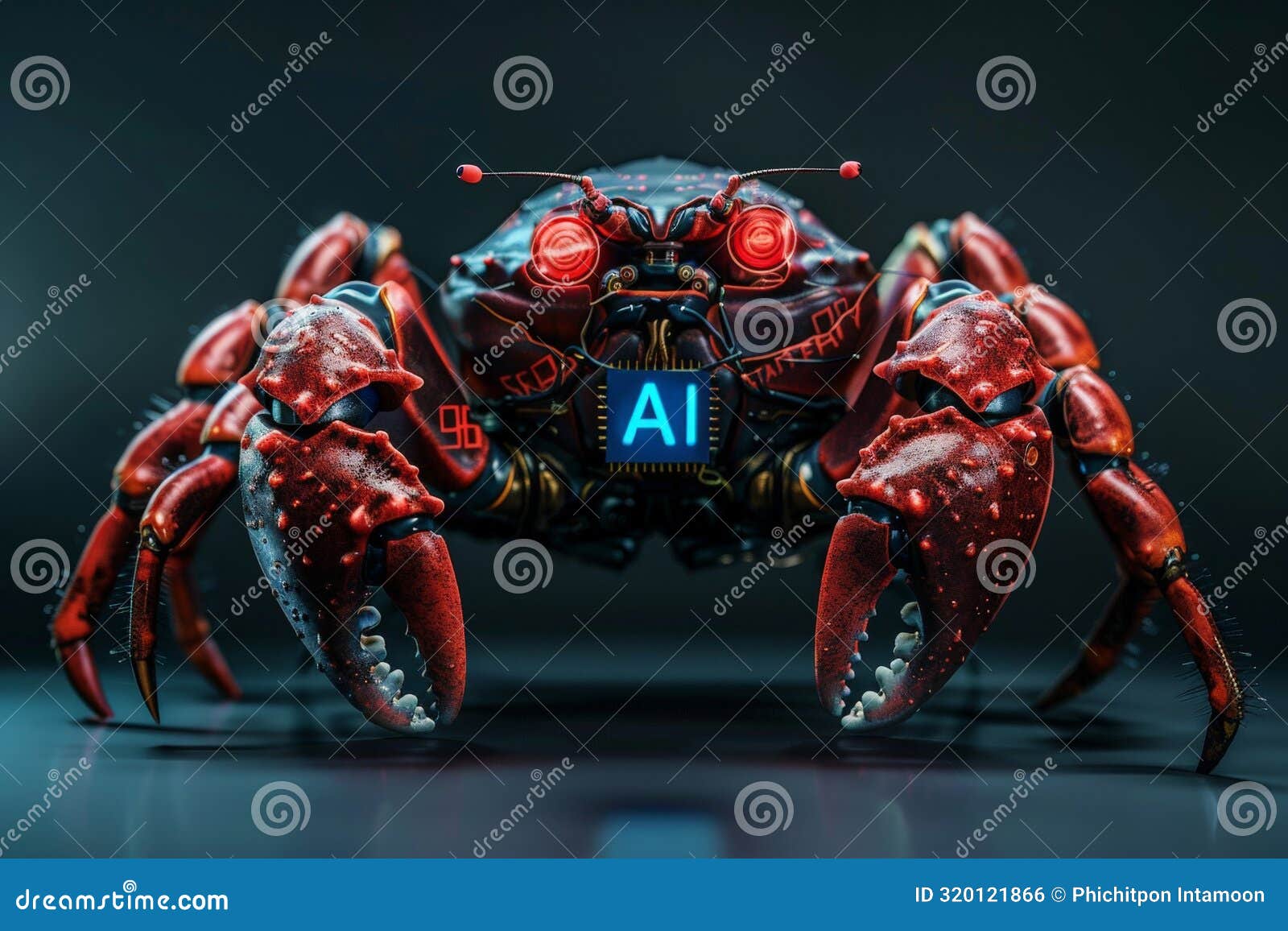 Crab Digital with AI Text on Isolated Background. Stock Photo - Image ...