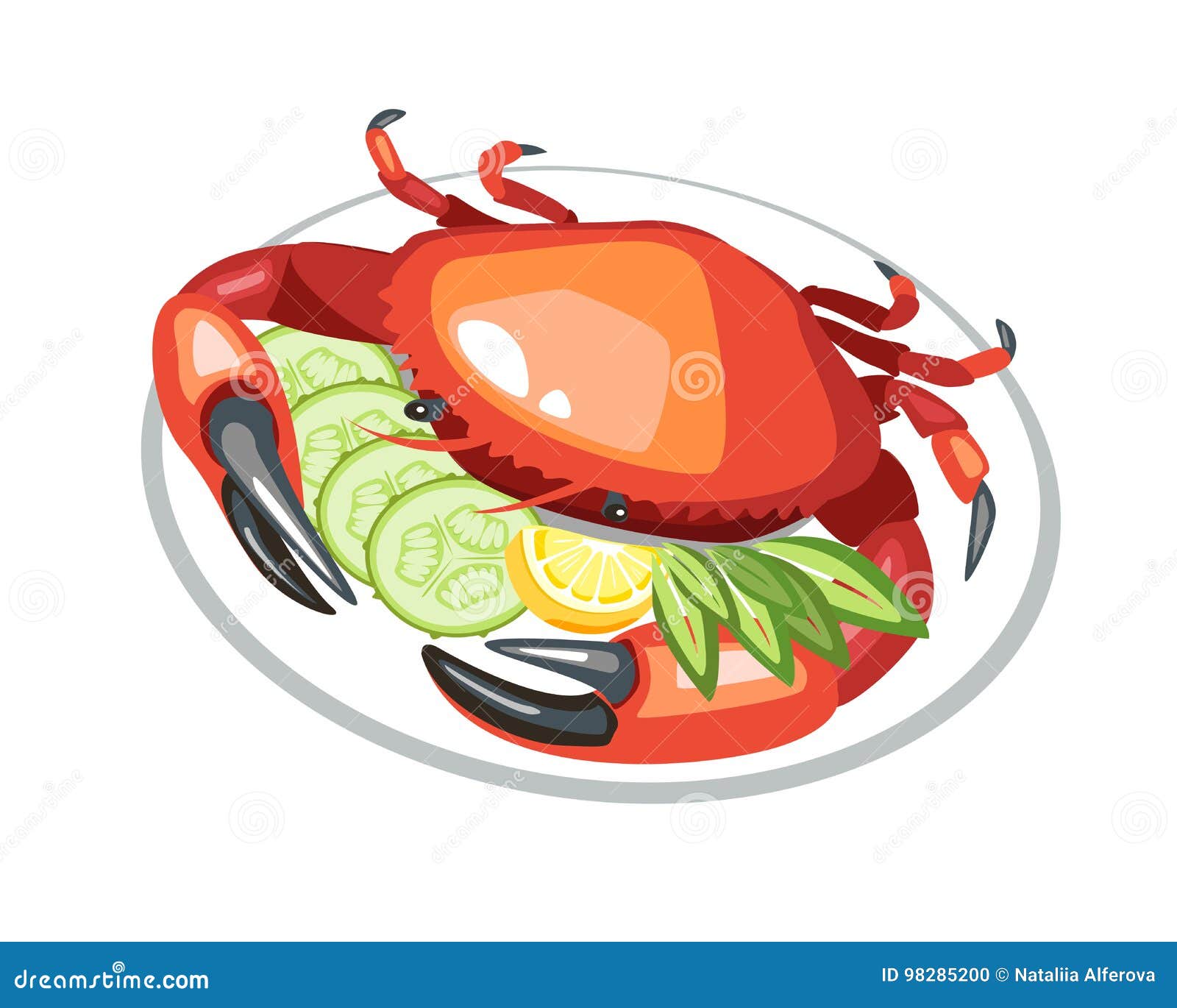 Crab dish food stock vector. Illustration of fresh, festive - 98285200
