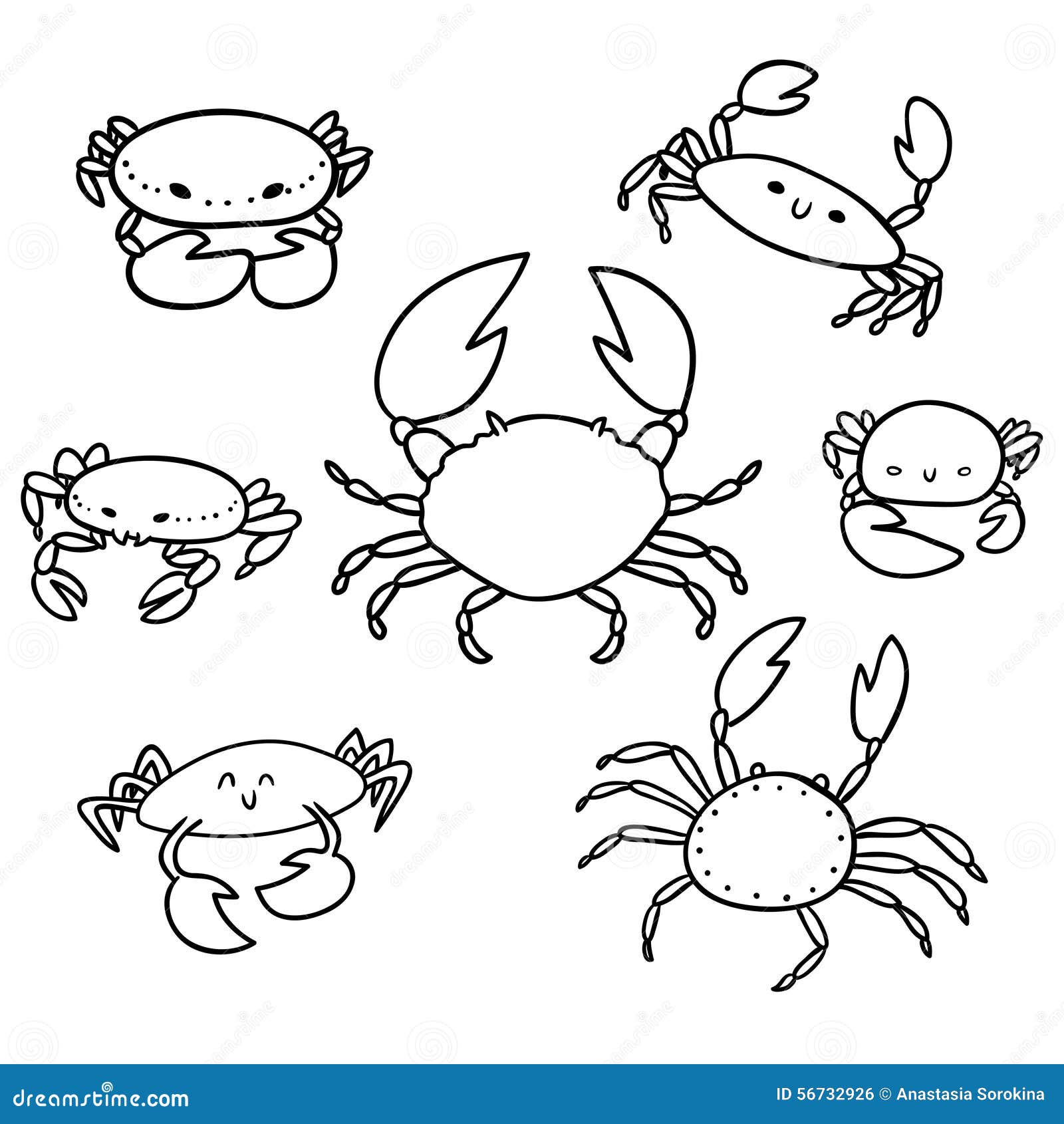 Crab doodle, set stock vector. Illustration of funny - 56732926