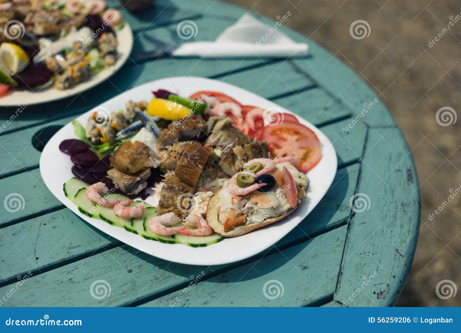 Crab and Fish Lunch Outside Stock Photo - Image of meat, food: 56259206