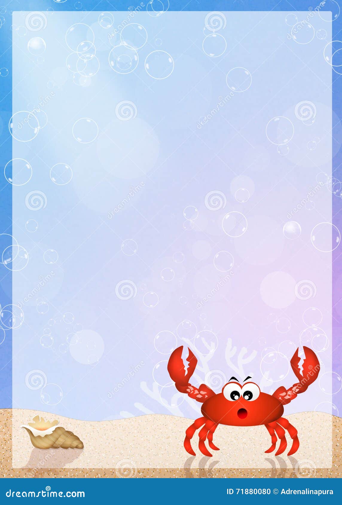 Crab with frame stock illustration. Illustration of ocean - 71880080