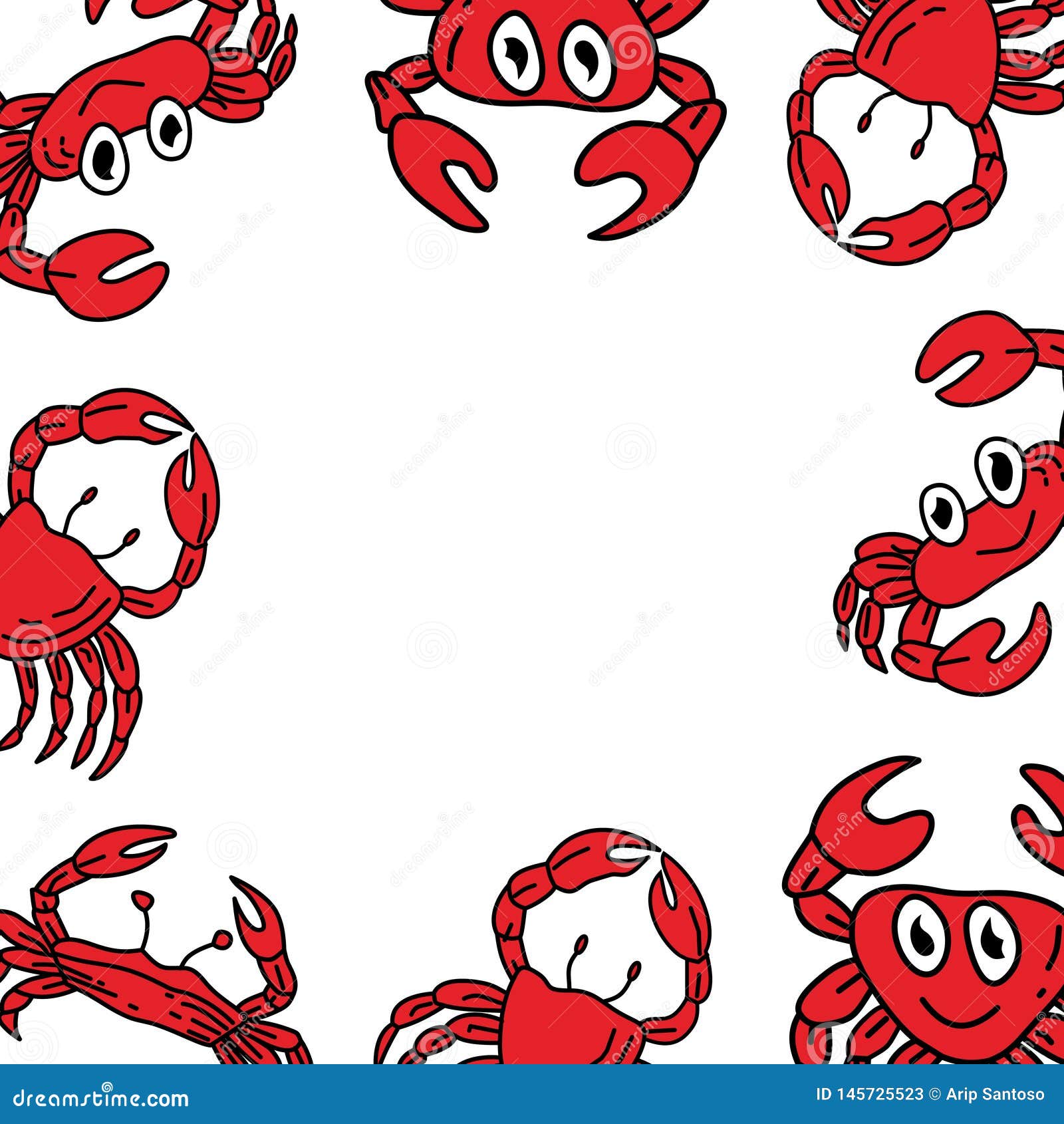 Crab Funny Frame Empty Template Vector Stock Vector - Illustration of ...