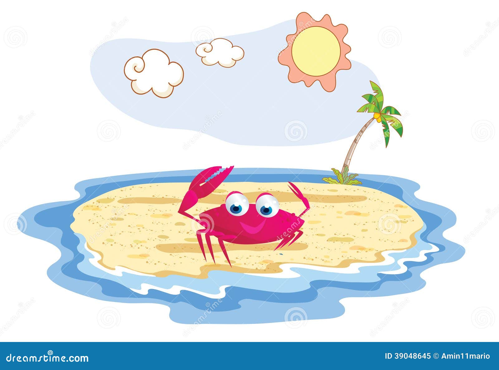 Crab Funny Posing at the Beach Stock Illustration - Illustration of ...