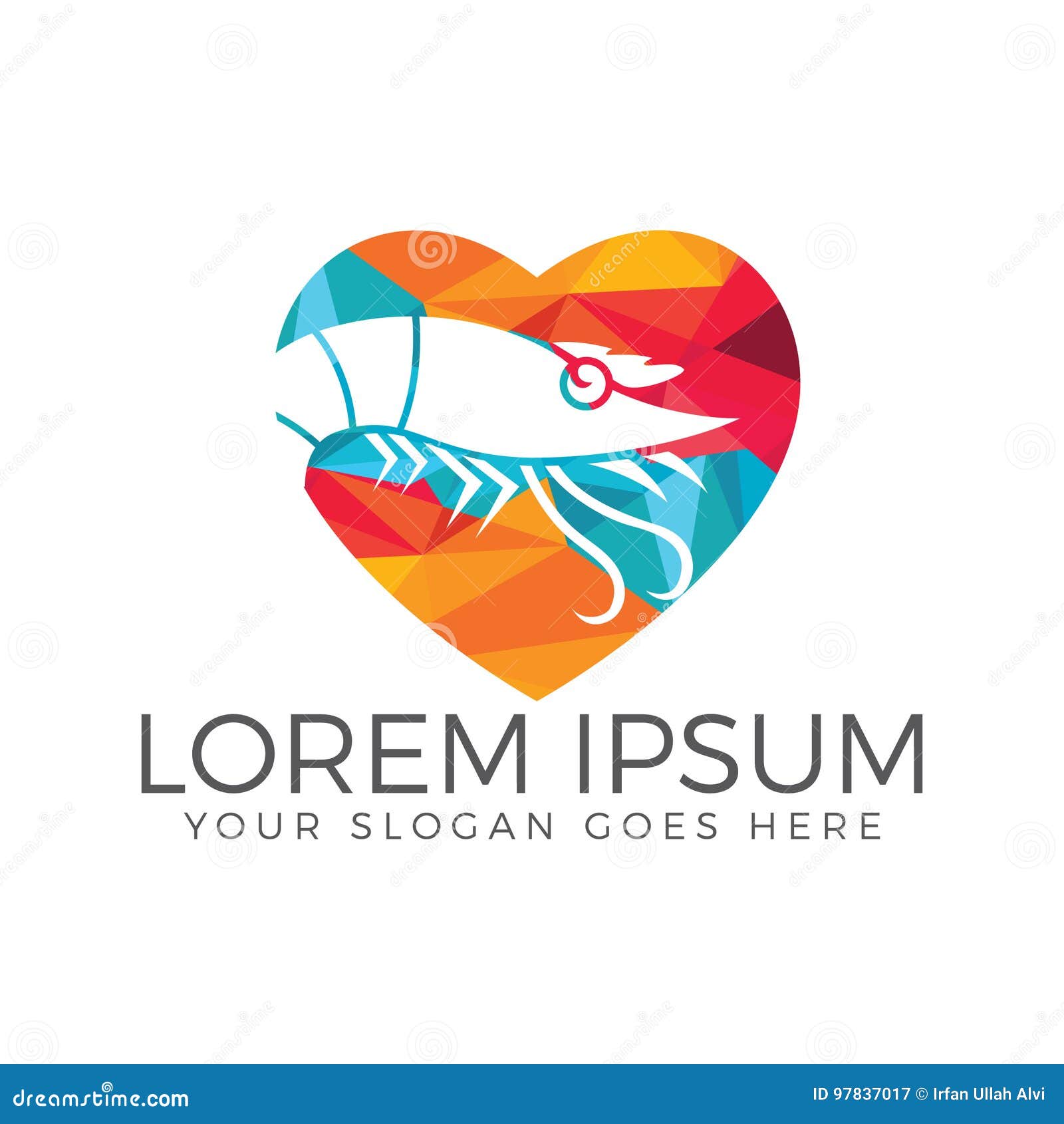 Crab Heart Shape Logo Design. Stock Illustration - Illustration of ...