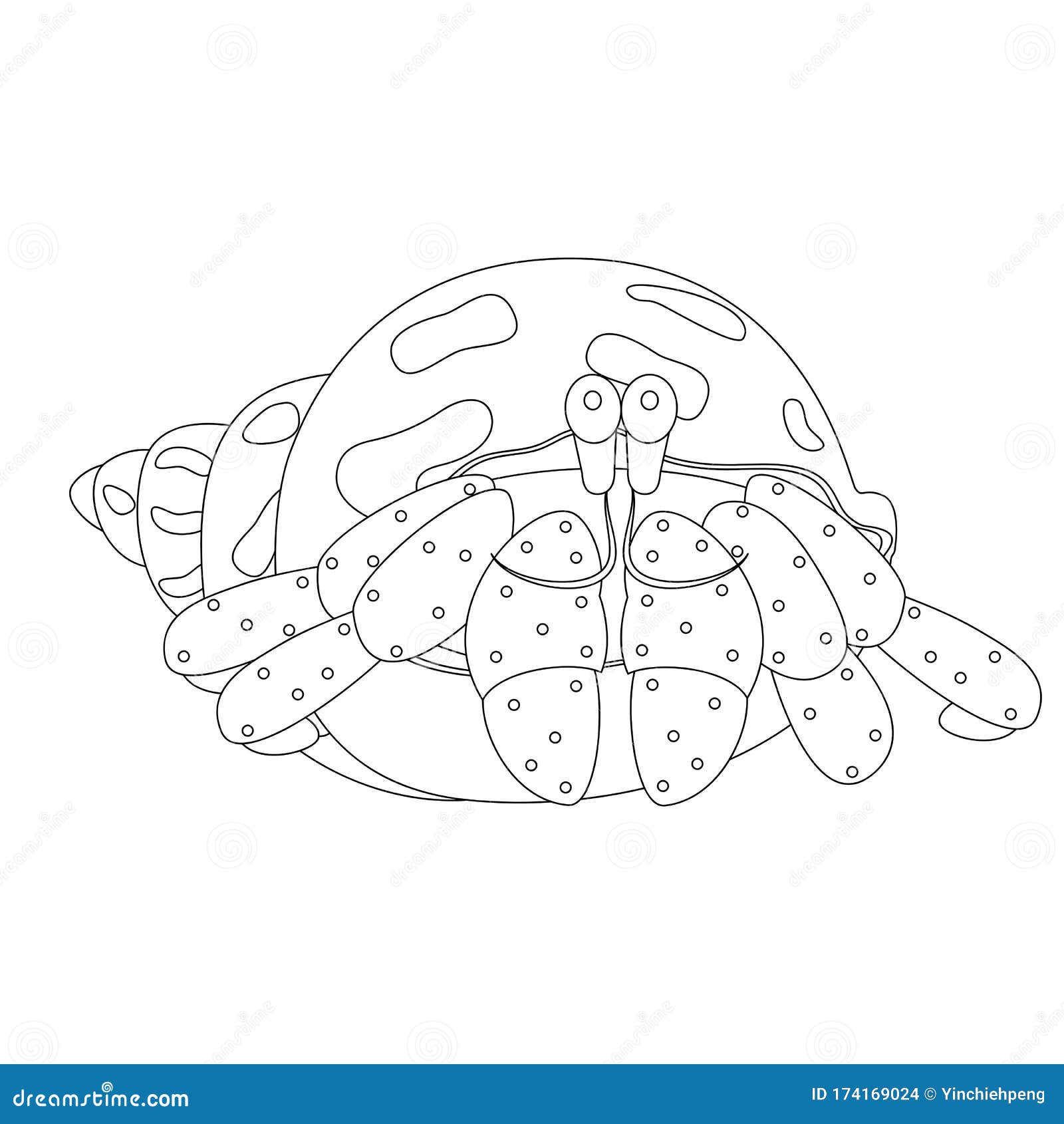 Crab Hermit Outline Cute Cartoon Hermit Crab Isolated On White Background Crab Icon Vector