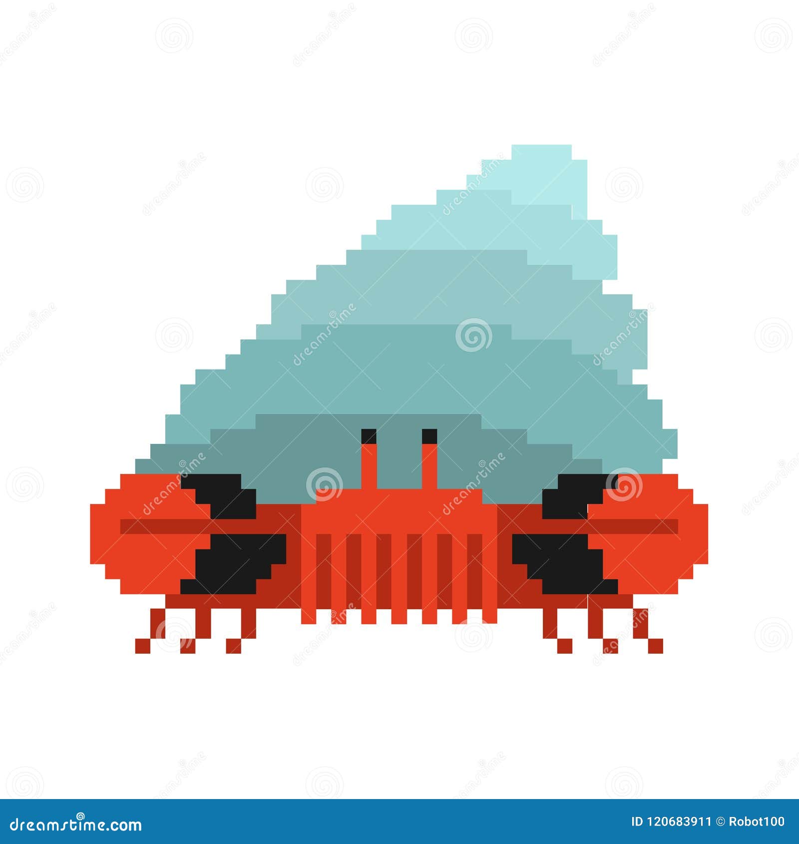 Crab Hermit Pixel Art 8 Bit Crab In Shell Stock Vector Illustration Of Caribbean Background