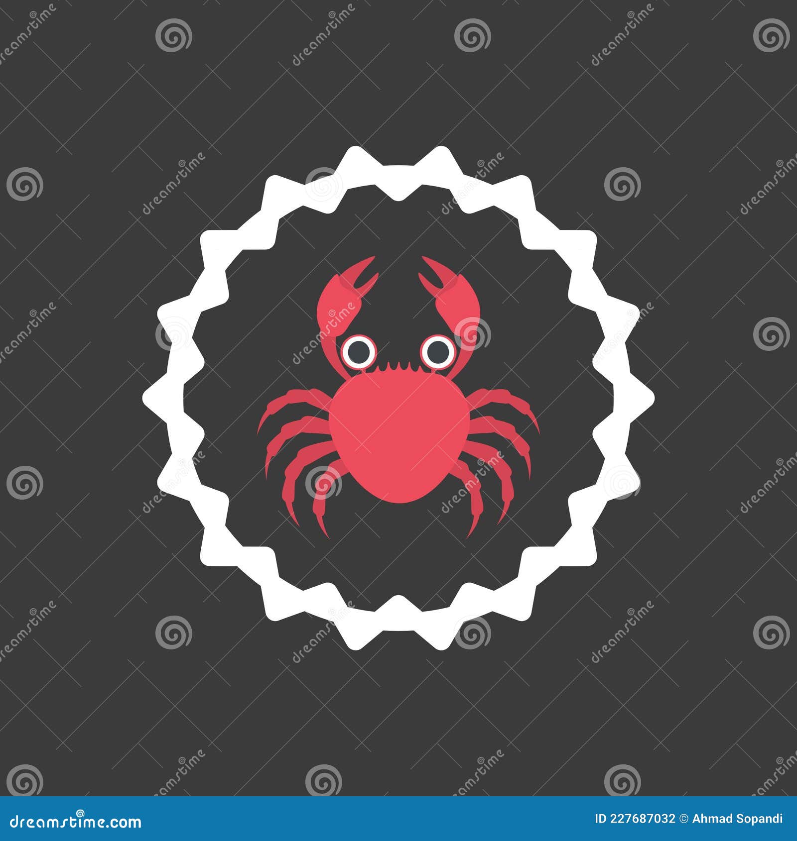 Crab Icon Sign Flat Symbol Vector Stock Illustration - Illustration of ...