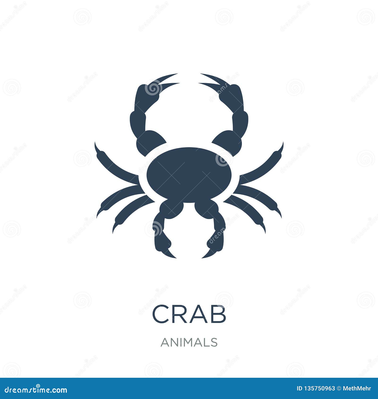 Crab Icon In Trendy Design Style. Crab Icon Isolated On White ... Crab Icon In Trendy Design Style. Crab Icon Isolated On White ...