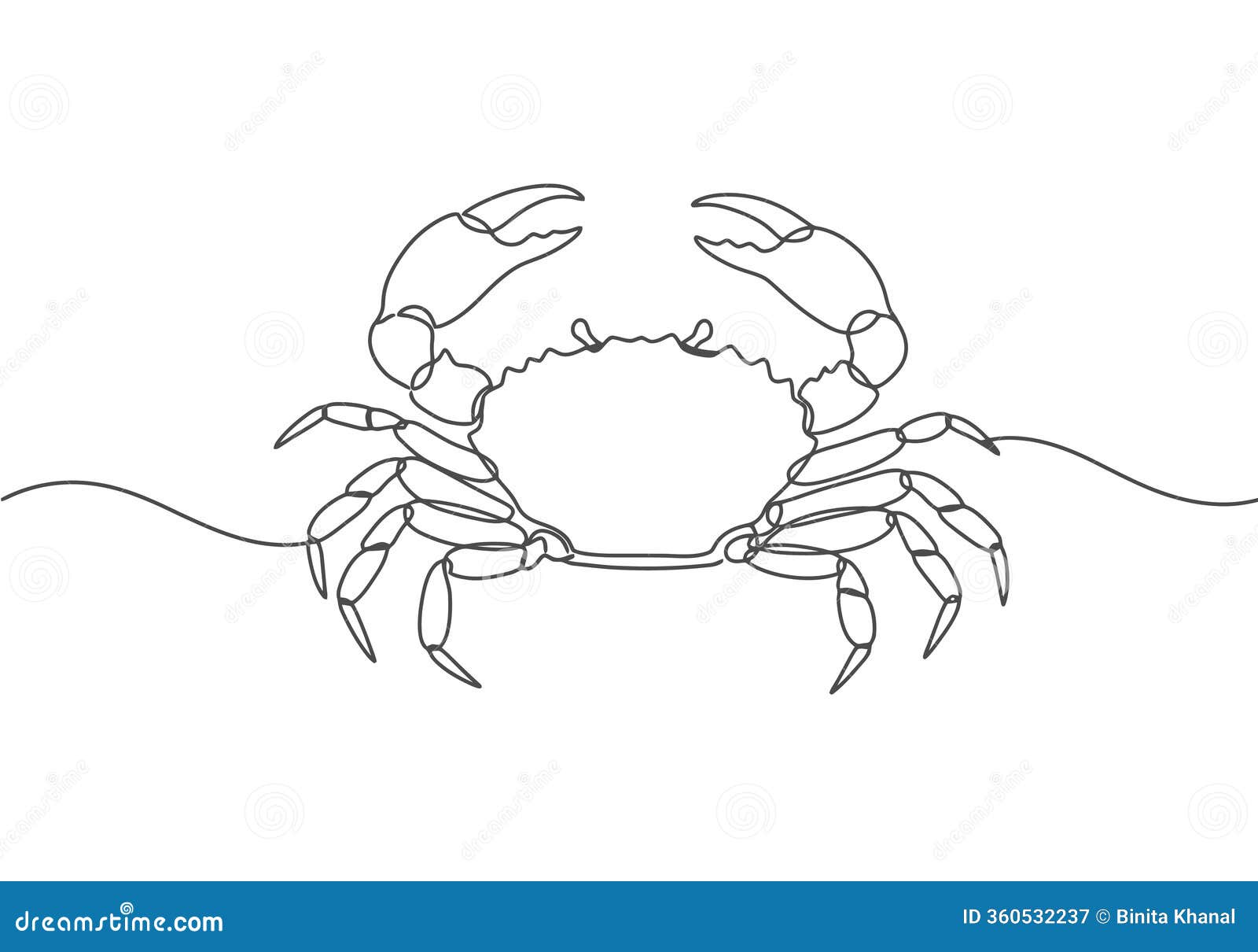 Crab Line Art. stock illustration. Illustration of legs - 360532237