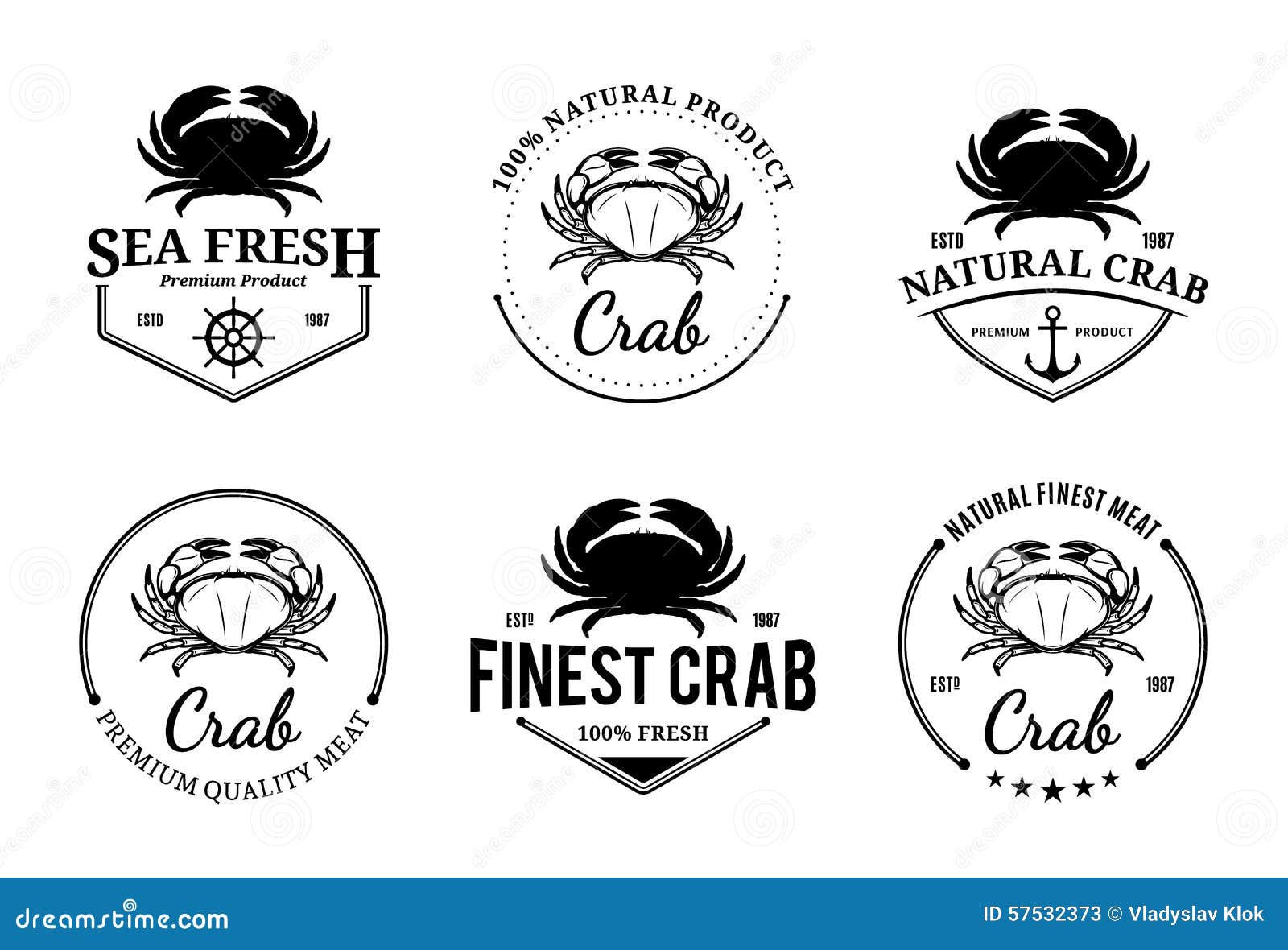Crab Logos, Labels and Design Elements Stock Vector - Illustration of ...