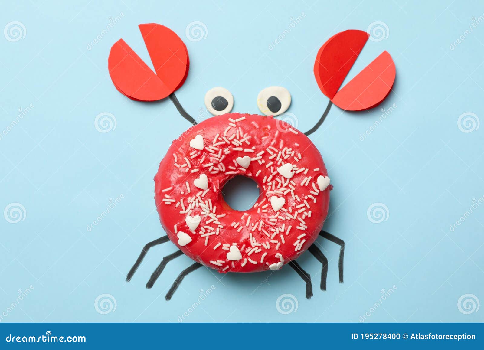 Crab Made of Donut on Blue Background Stock Photo - Image of crab ...