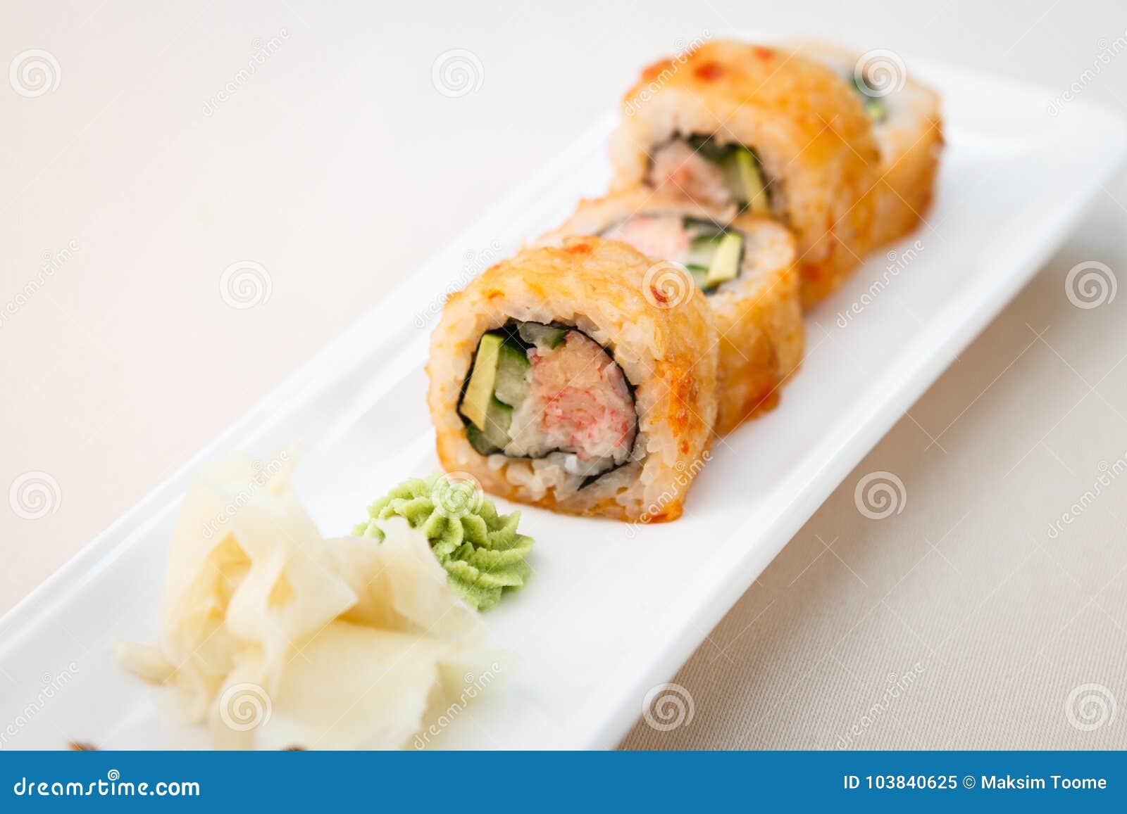 Crab maki with wasabi stock image. Image of fish, asian - 103840625