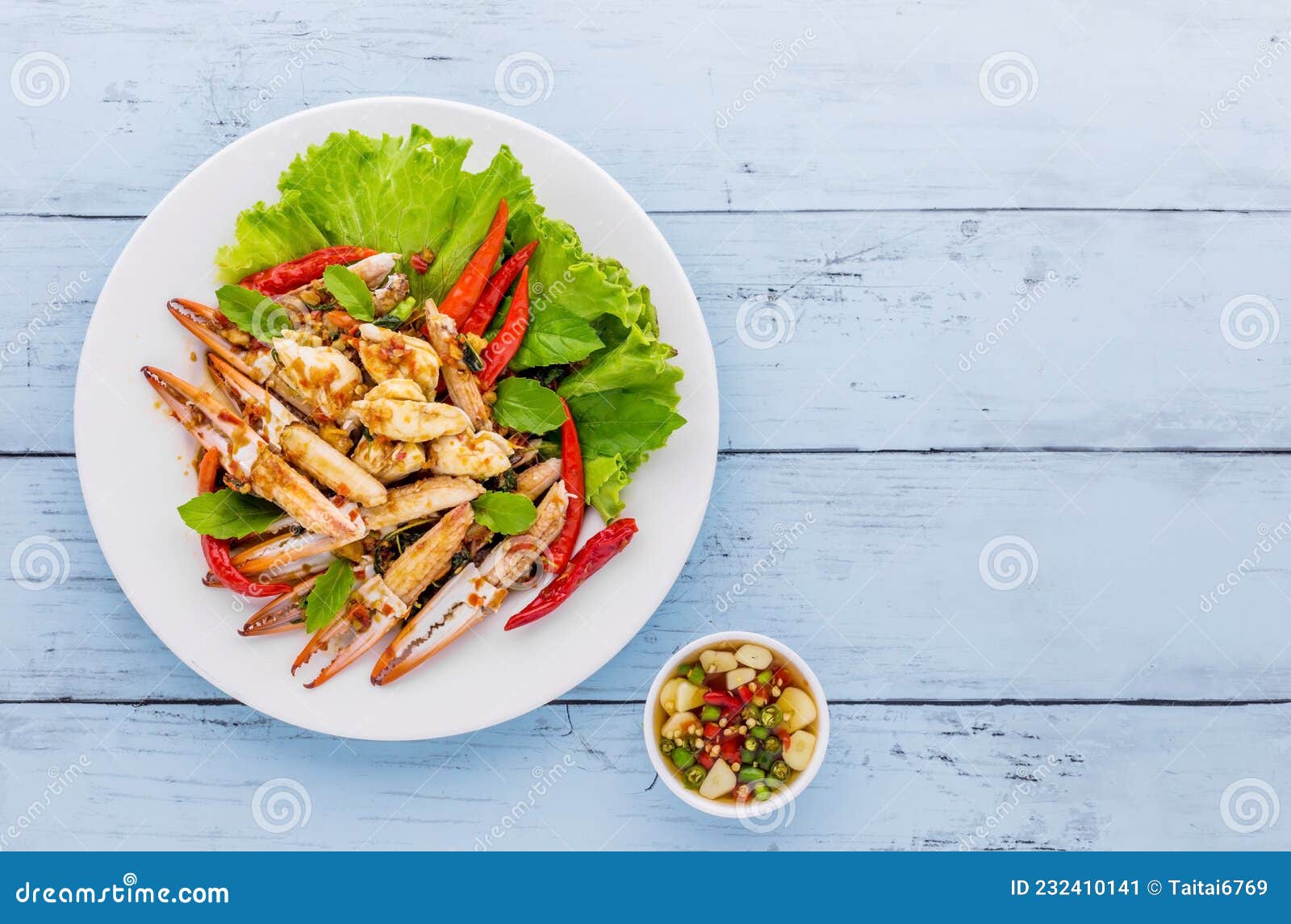 Crab meat fried basil stock image. Image of spicy, leaf - 232410141