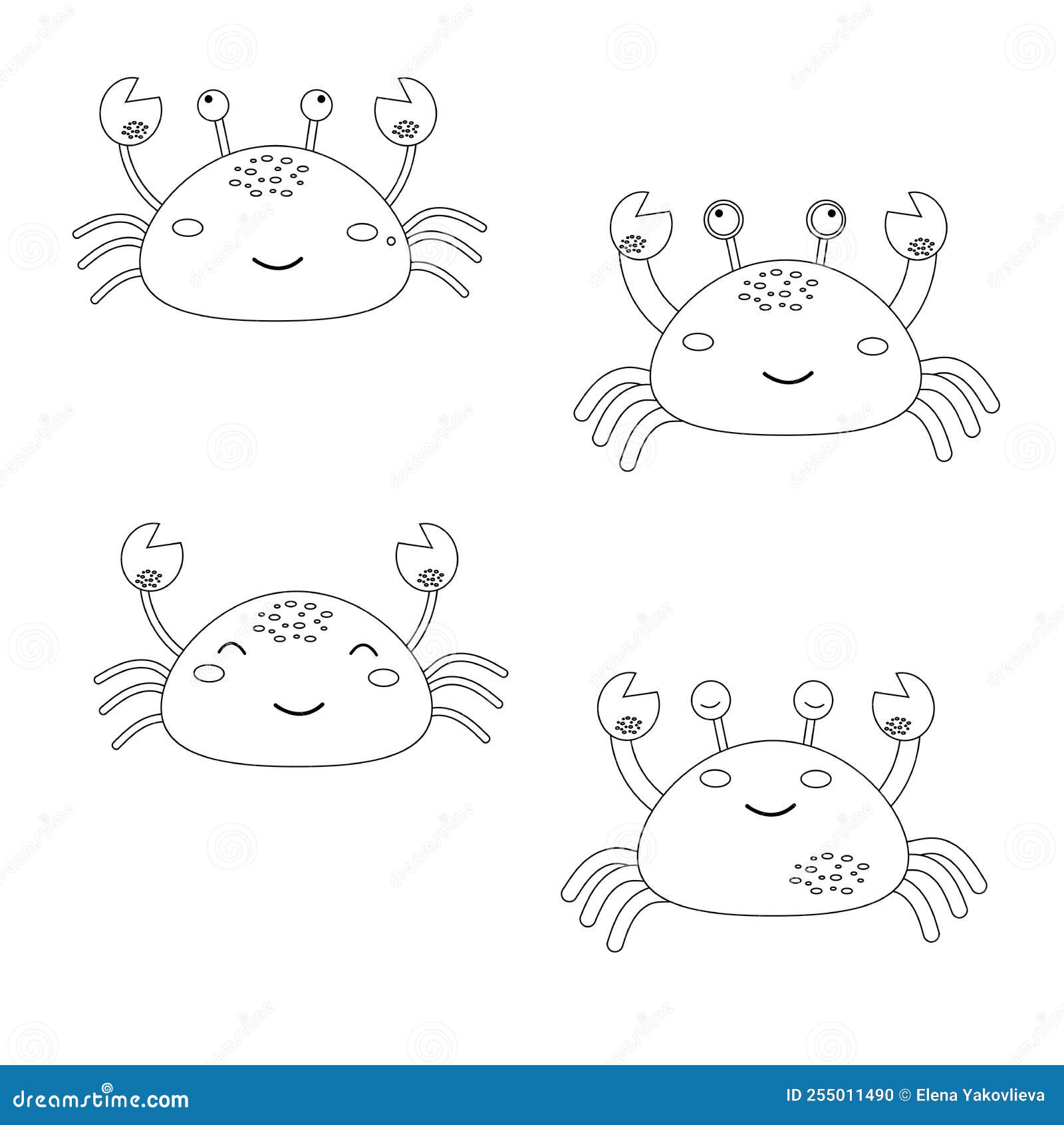 Crab in Outline Style. Vector Illustration Stock Vector - Illustration ...