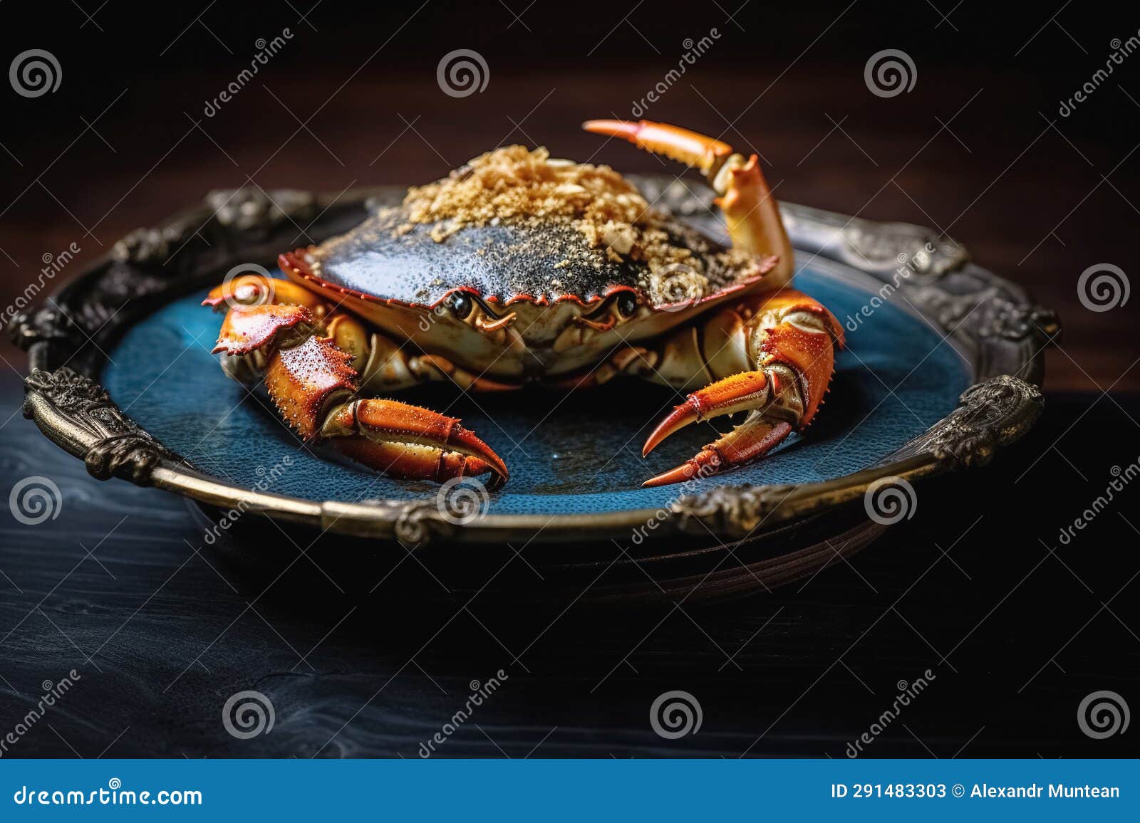 Crab on plate stock image. Image of mussel, dinner, crustacean - 291483303