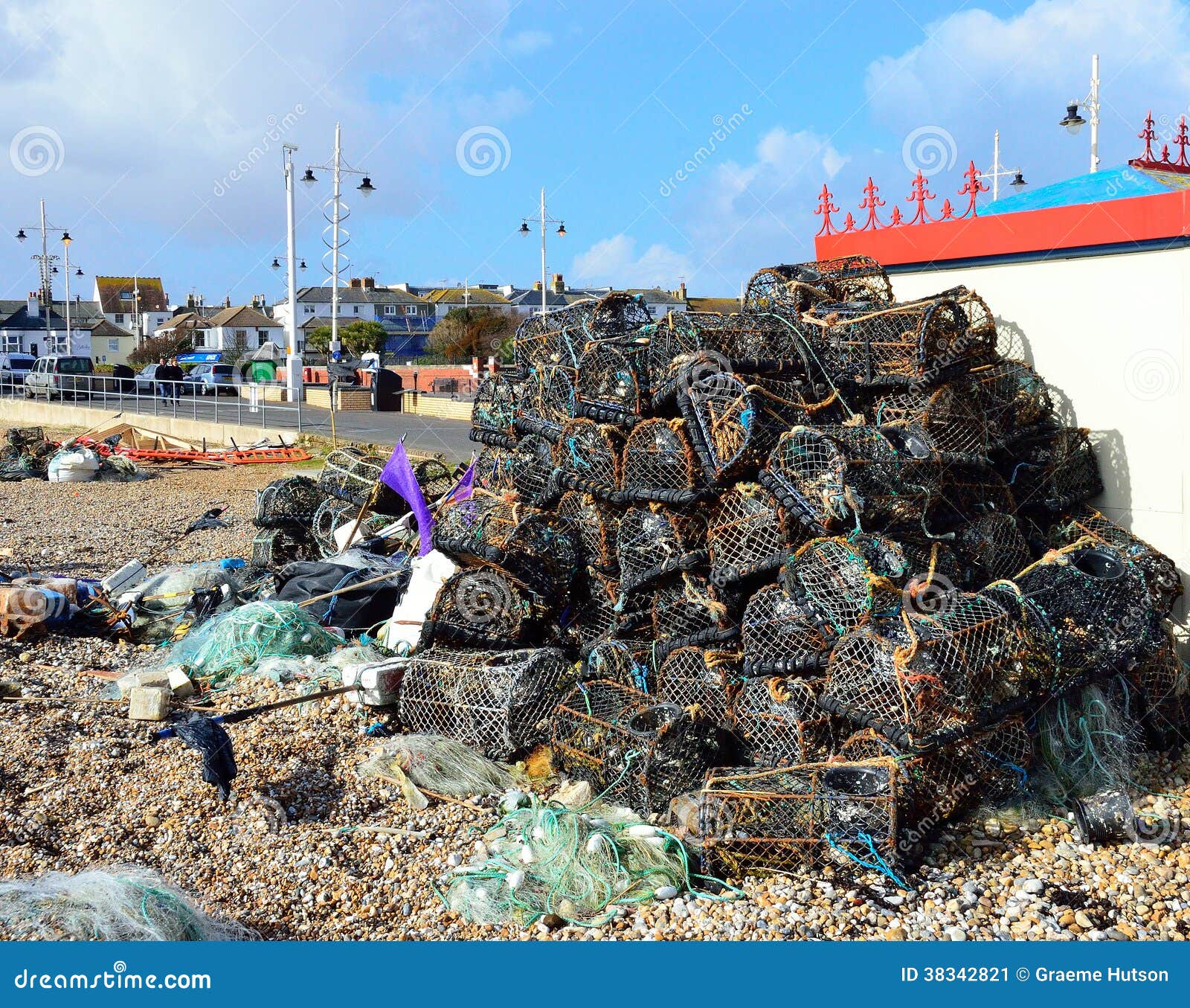 Crab pots stock image. Image of traps, beach, crab, nets - 38342821