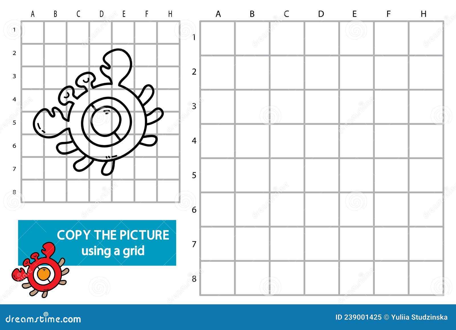 Crab Rattle Grid Copy Picture Stock Vector - Illustration of childhood ...