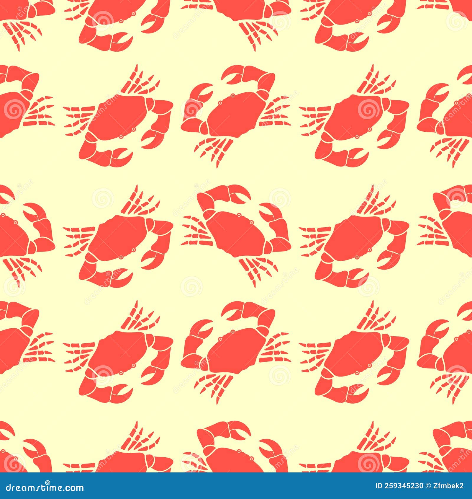 Crab Red Icon Repeat Seamless Pattern. Vector Stock Vector ...