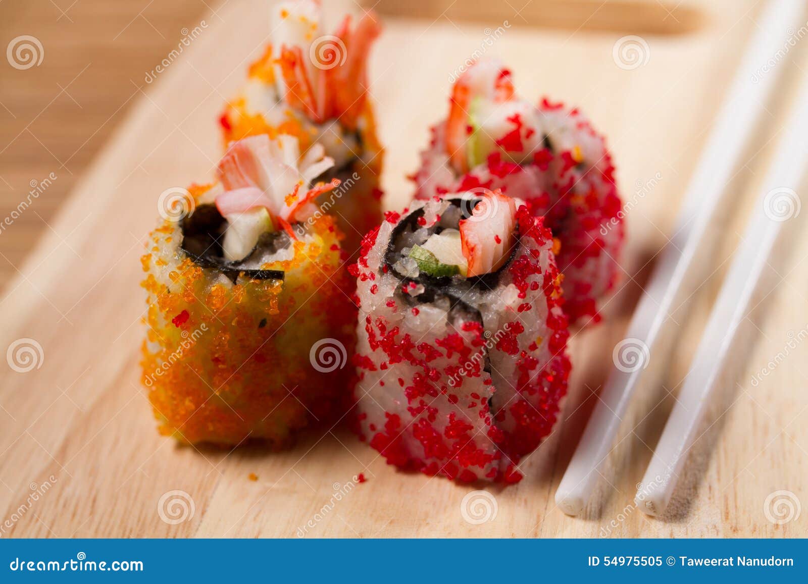 Crab roe sushi fillings stock image. Image of meal, foil - 54975505