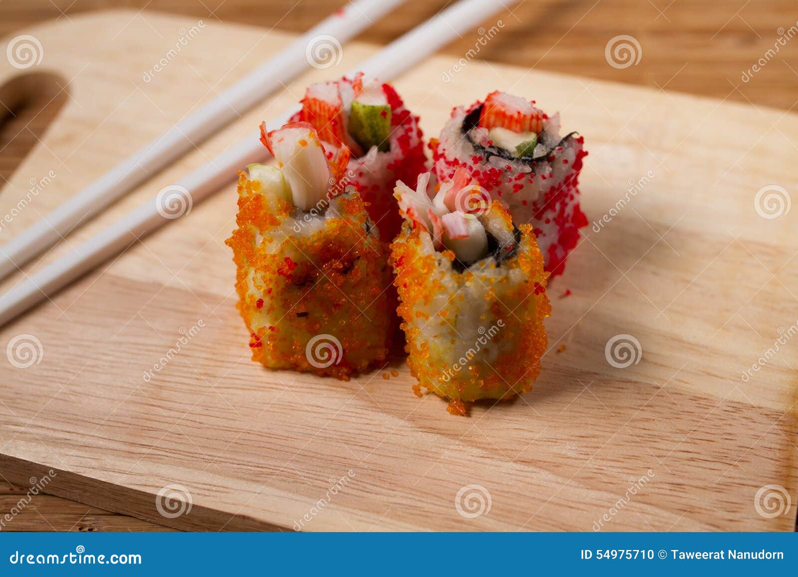 Crab roe sushi fillings stock photo. Image of healthy - 54975710