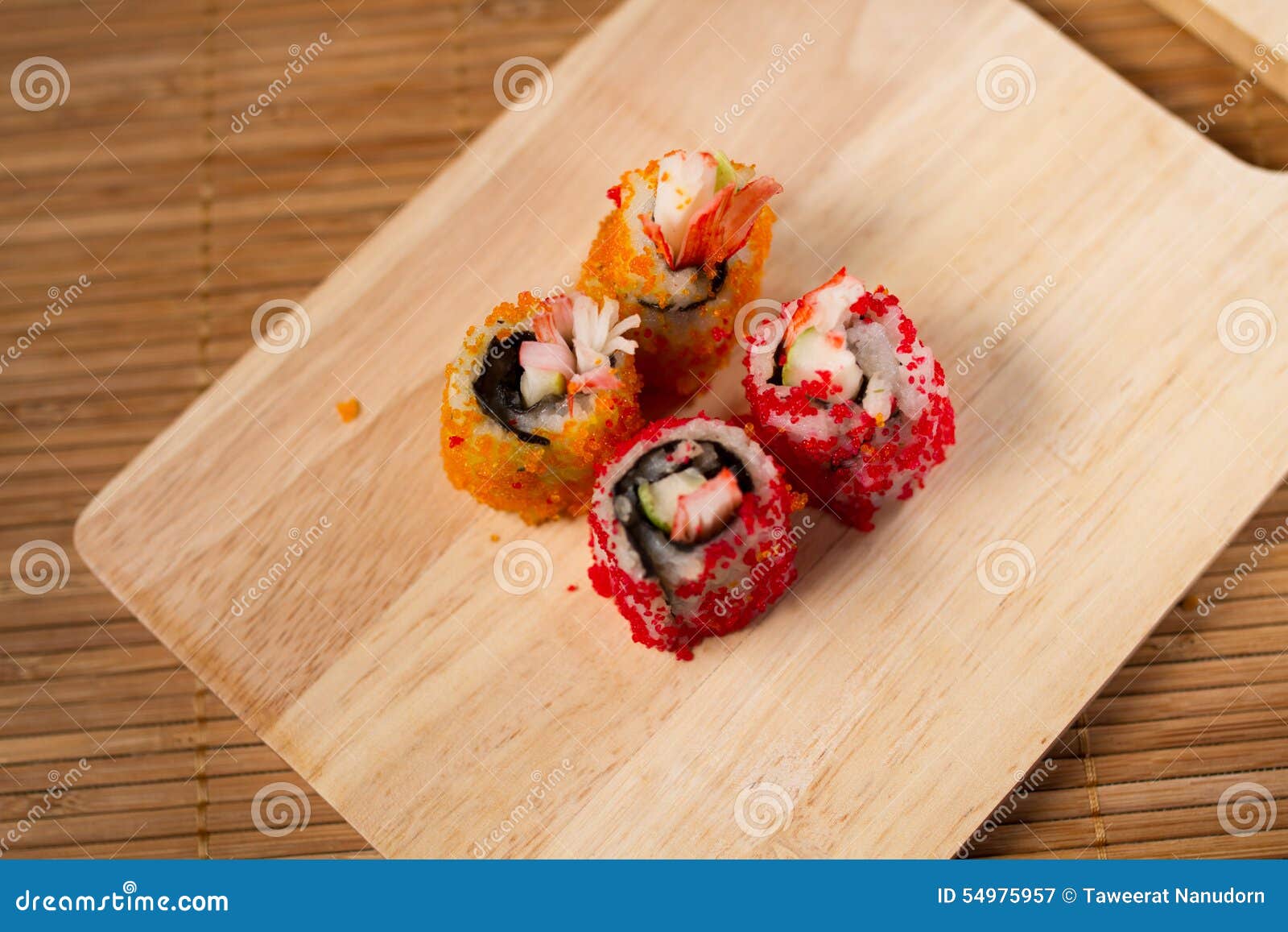 Crab roe sushi fillings stock image. Image of cuisine - 54975957