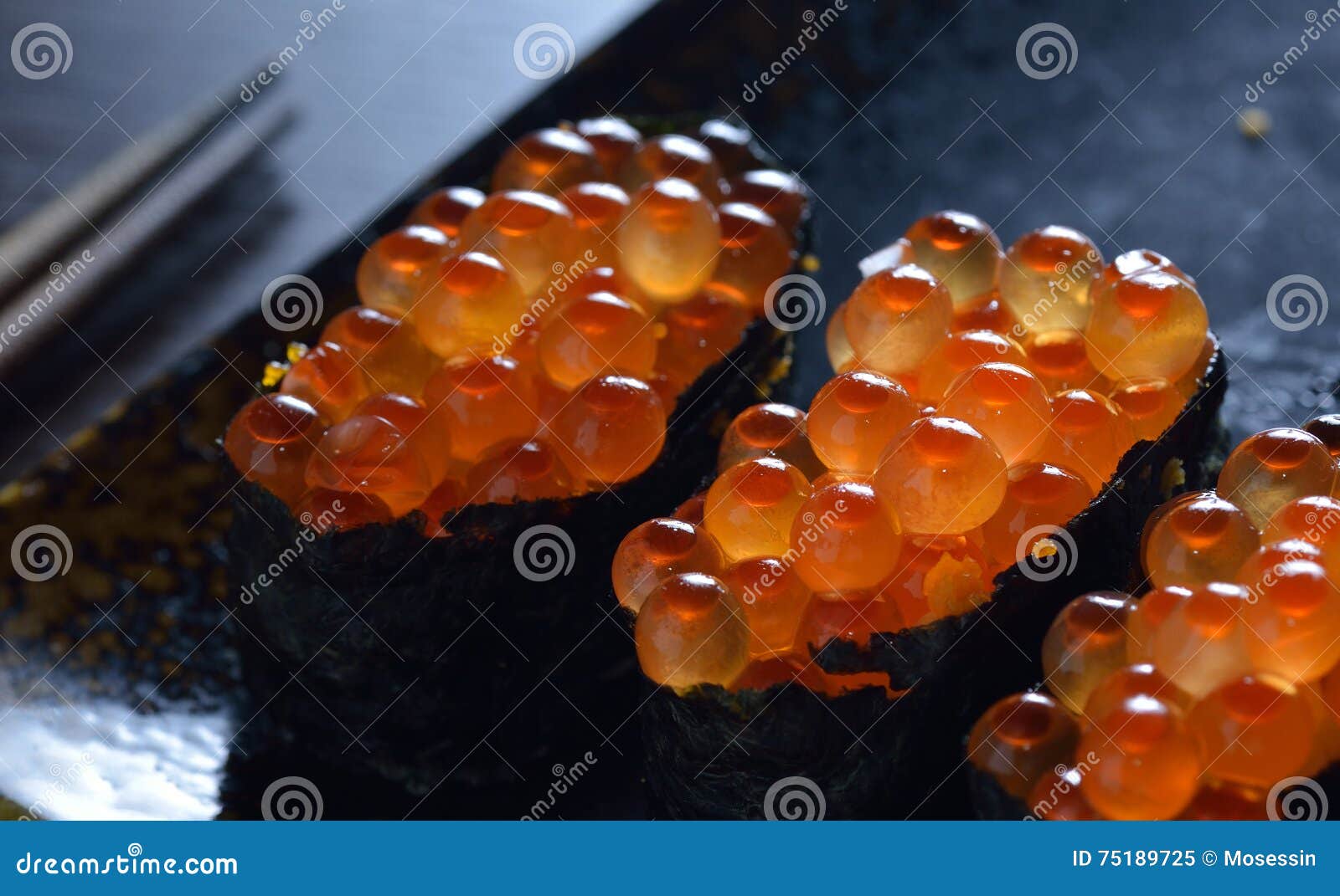 Crab Roe sushi stock image. Image of sashimi, macro, platter - 75189725