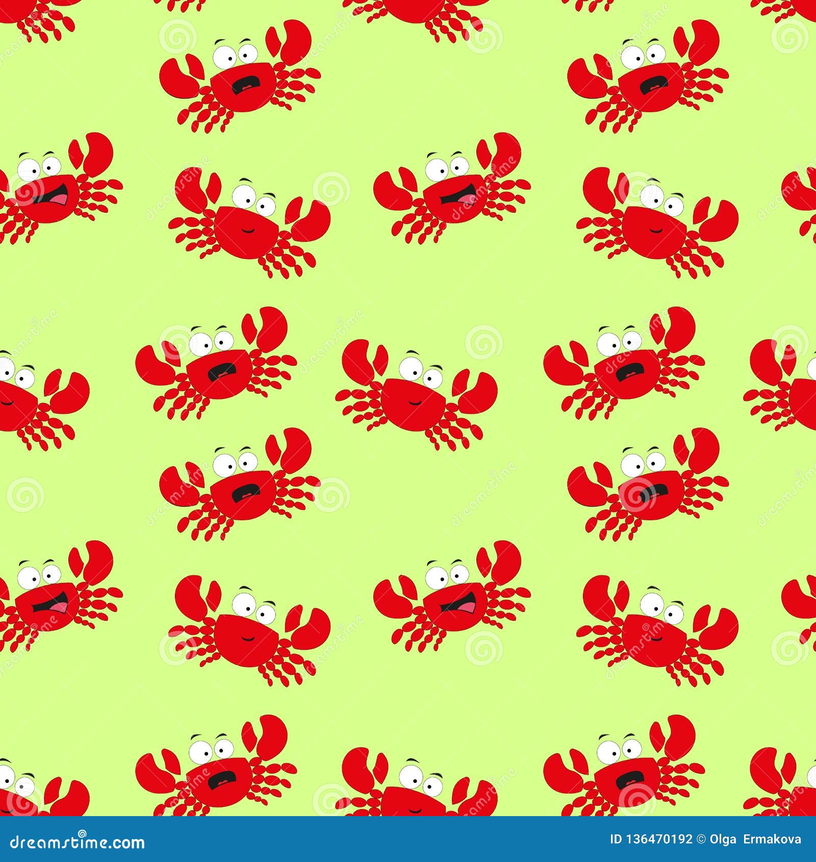 Crab Seamless Pattern. a Figure with Infinitely Repeated Elements ...
