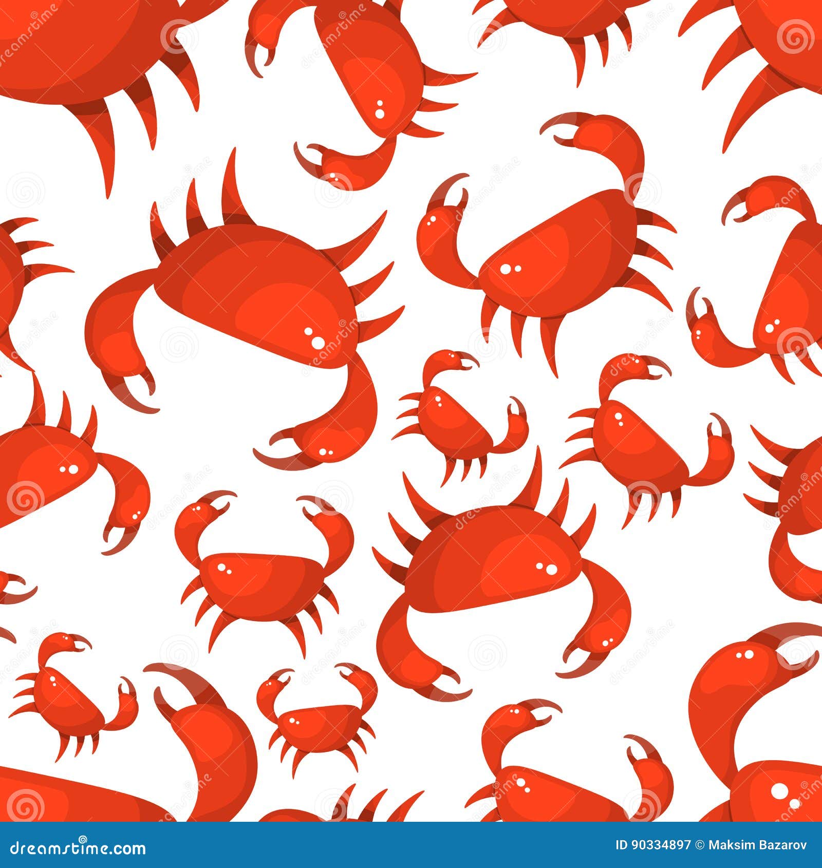 Crab seamless pattern stock vector. Illustration of white - 90334897
