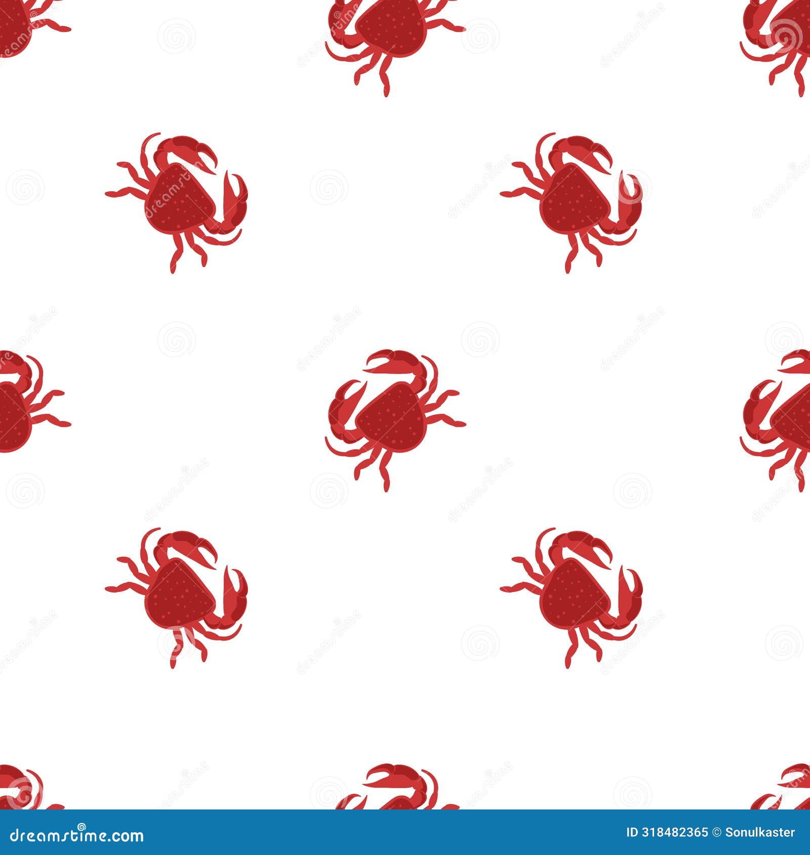 Crab Seamless Pattern White Background Stock Vector - Illustration of ...