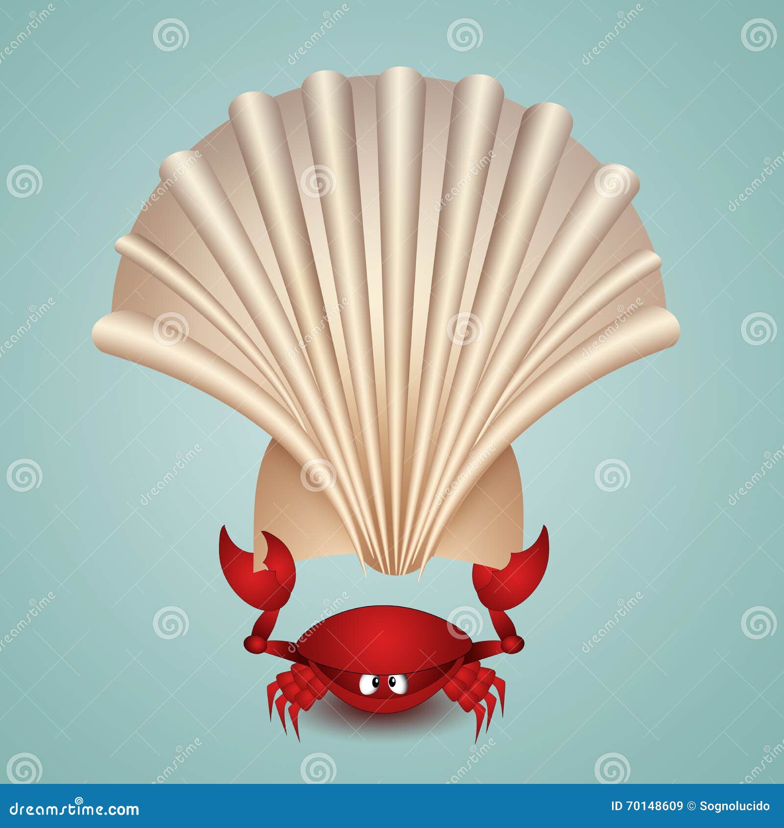 Crab with shell stock illustration. Illustration of vacation - 70148609