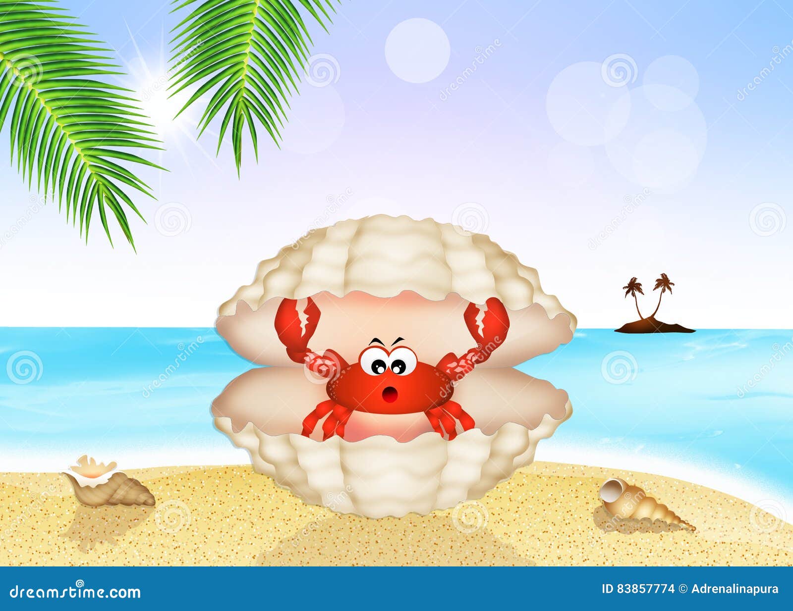 Crab in the shell stock illustration. Illustration of vacation - 83857774