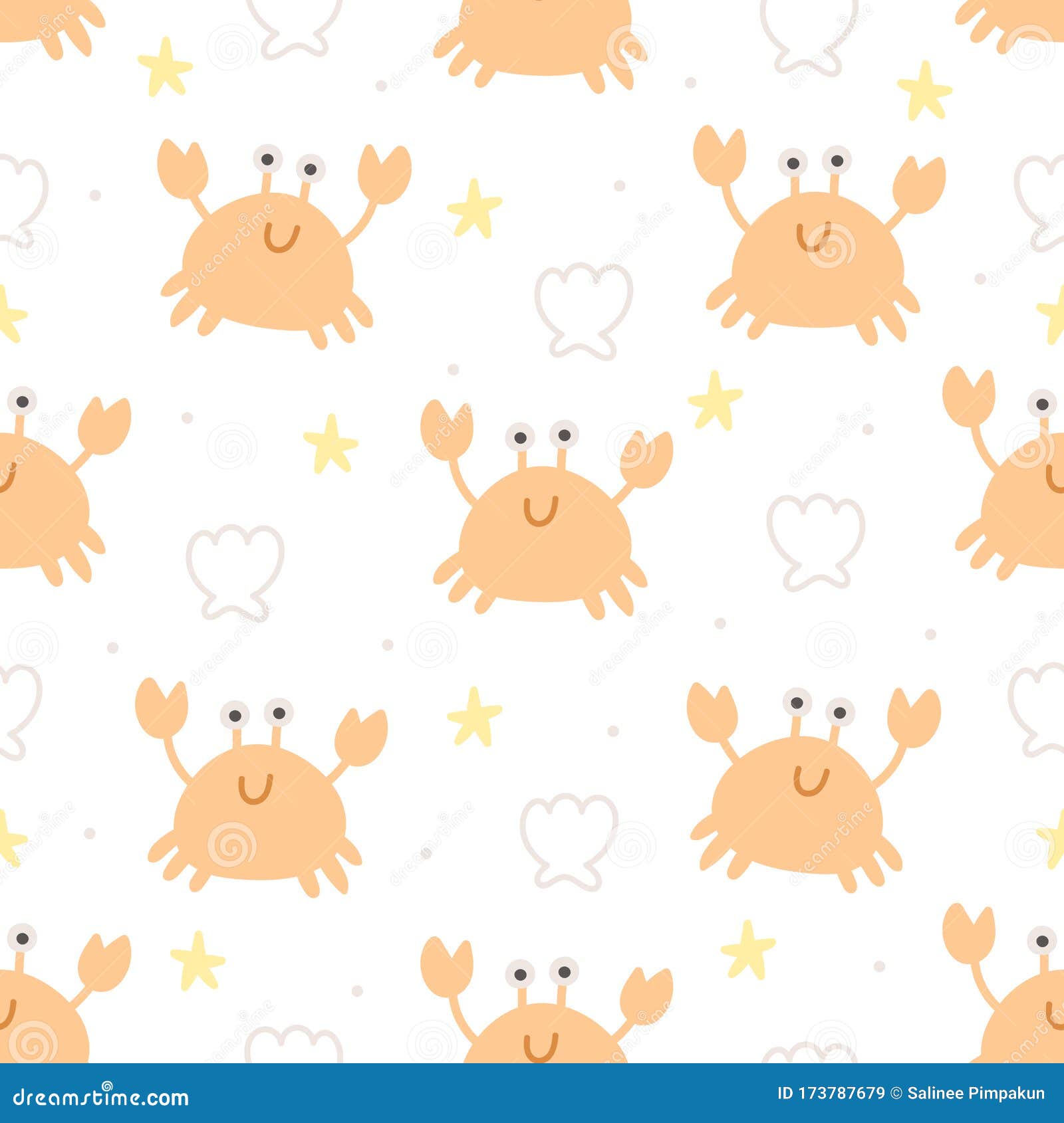 Crab and Shell Seamless Pattern Background Stock Illustration ...
