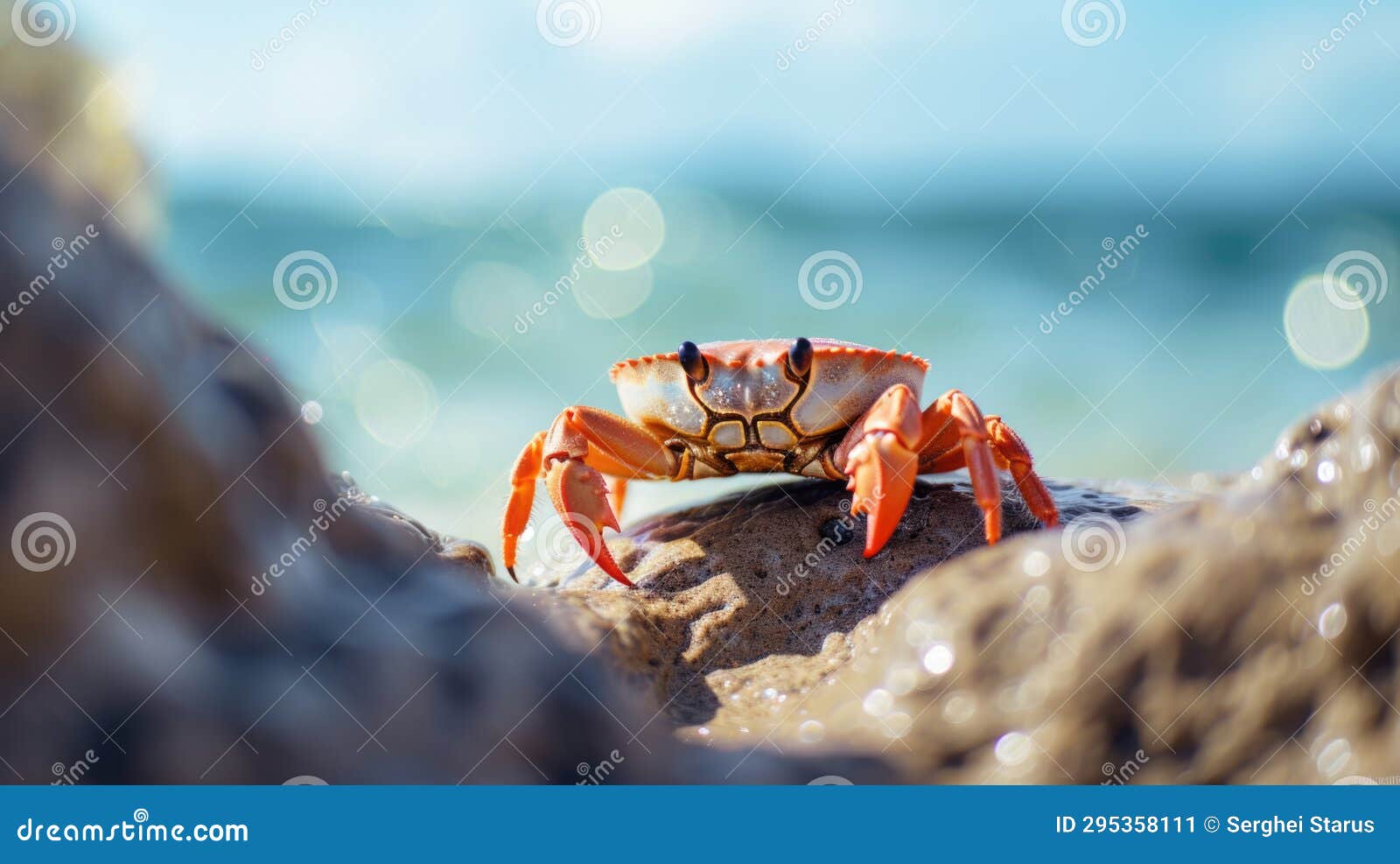 A Crab is Standing on a Rock Near the Ocean, AI Stock Image - Image of ...