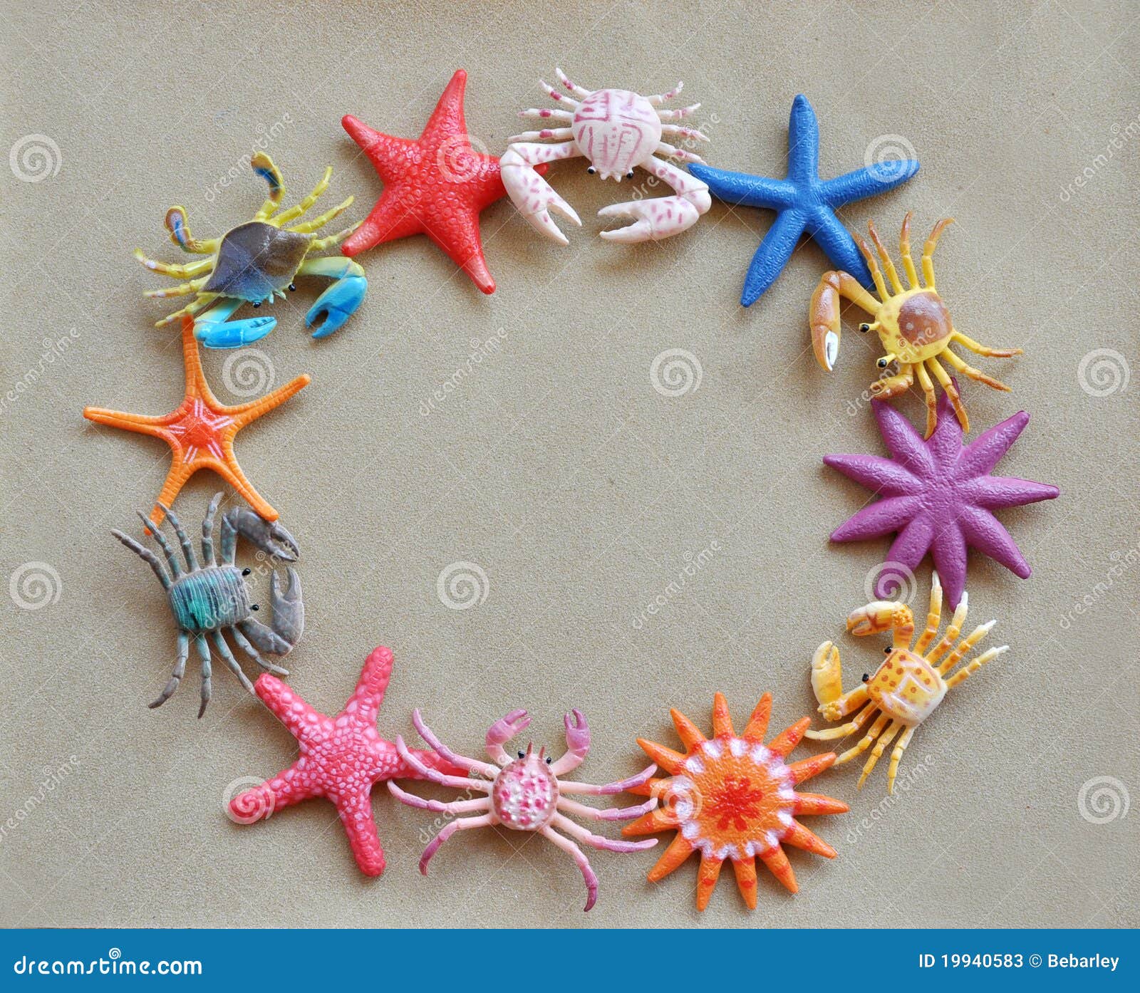 Crab and Starfish on Sand Paper Stock Image - Image of light, frame ...