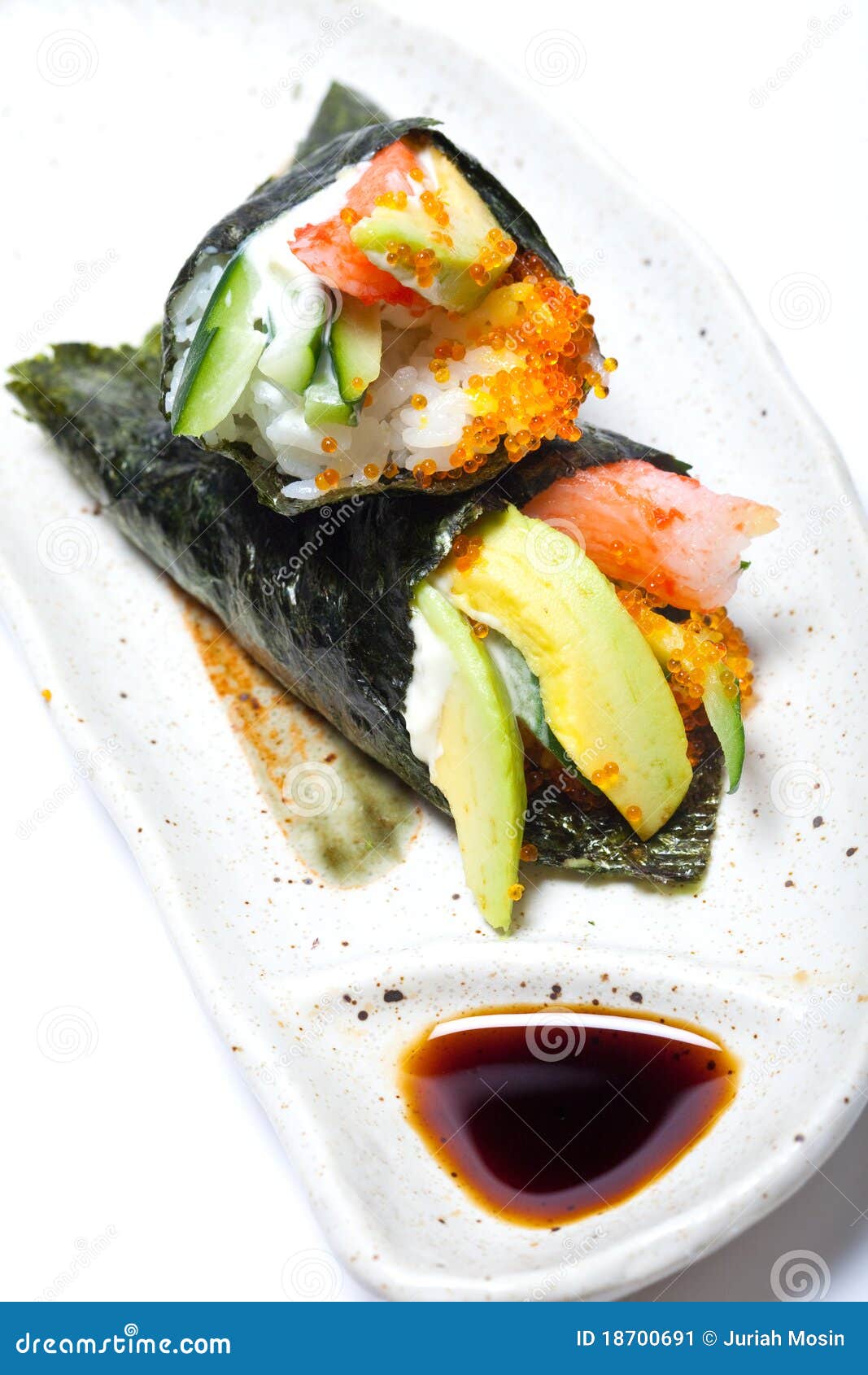 Crab Stick and Avocado Temaki Stock Image - Image of prepared, food ...
