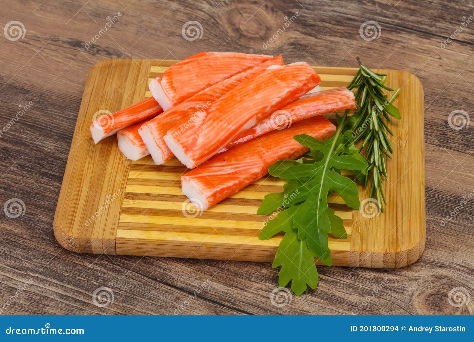 Crab Stick Surimi Over Board Stock Photo - Image of healthy, food ...