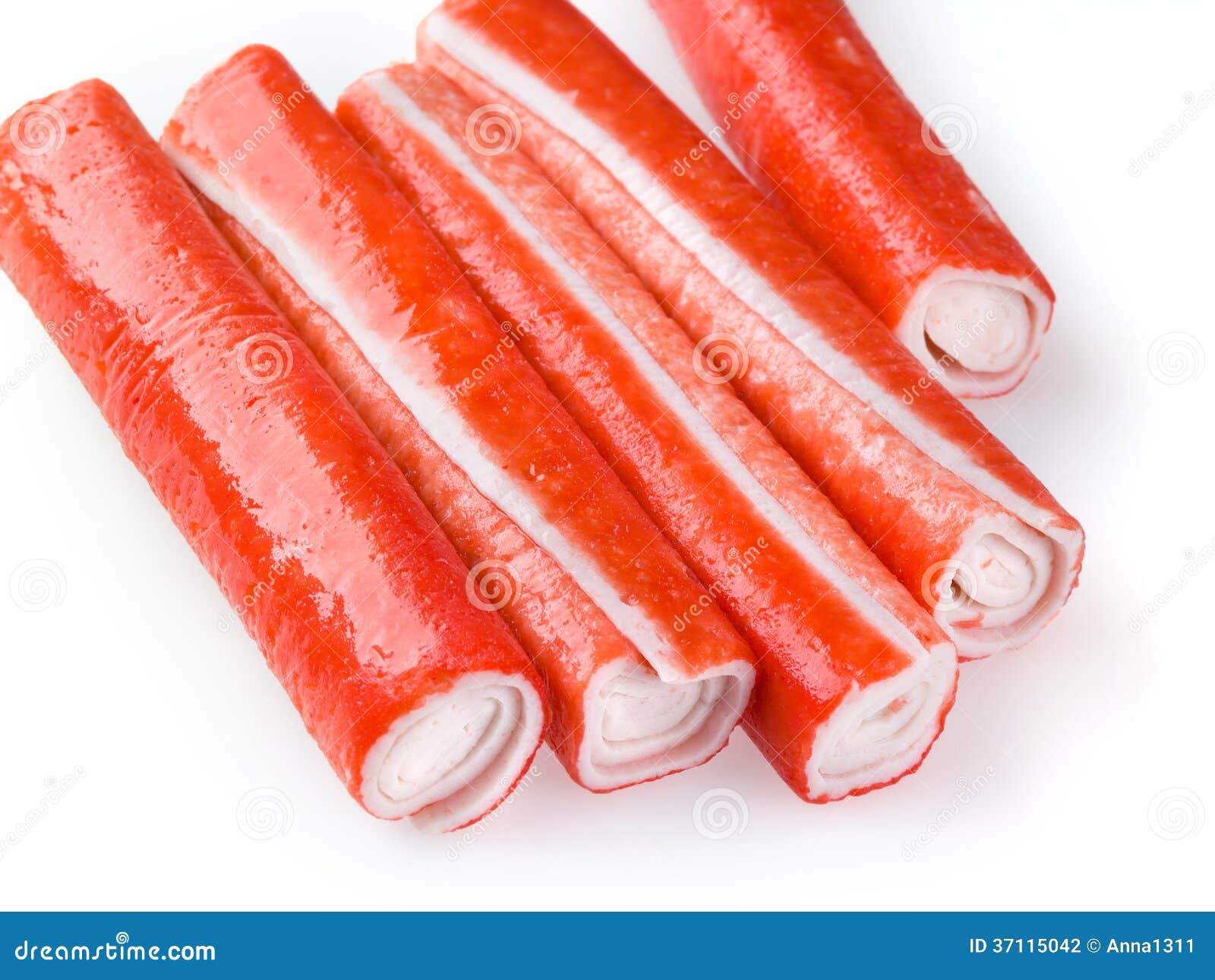 Crab Sticks Isolated on White Stock Photo - Image of stick, closeup ...