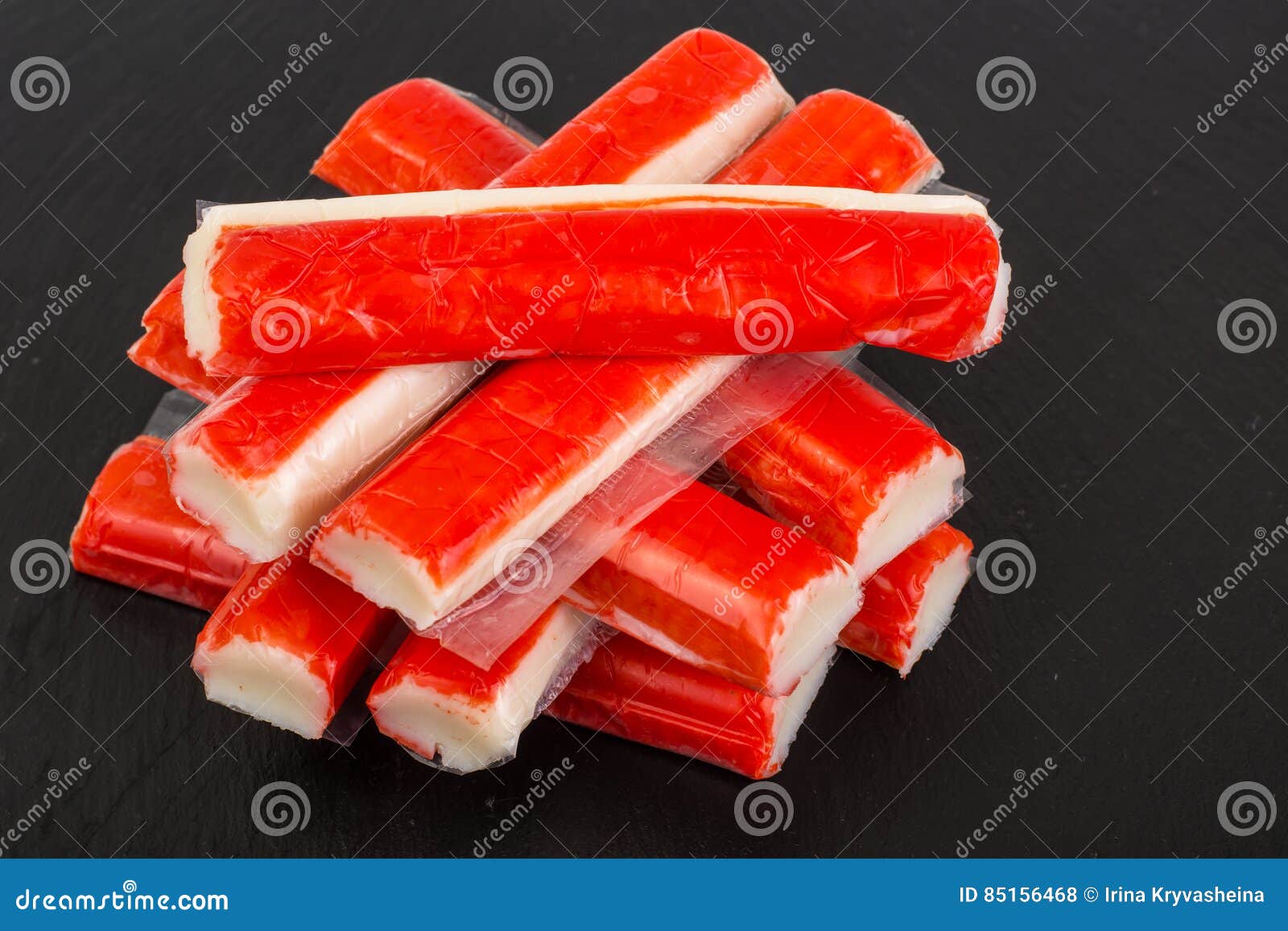 Crab Sticks in Plastic Packaging Stock Photo - Image of product, snack ...