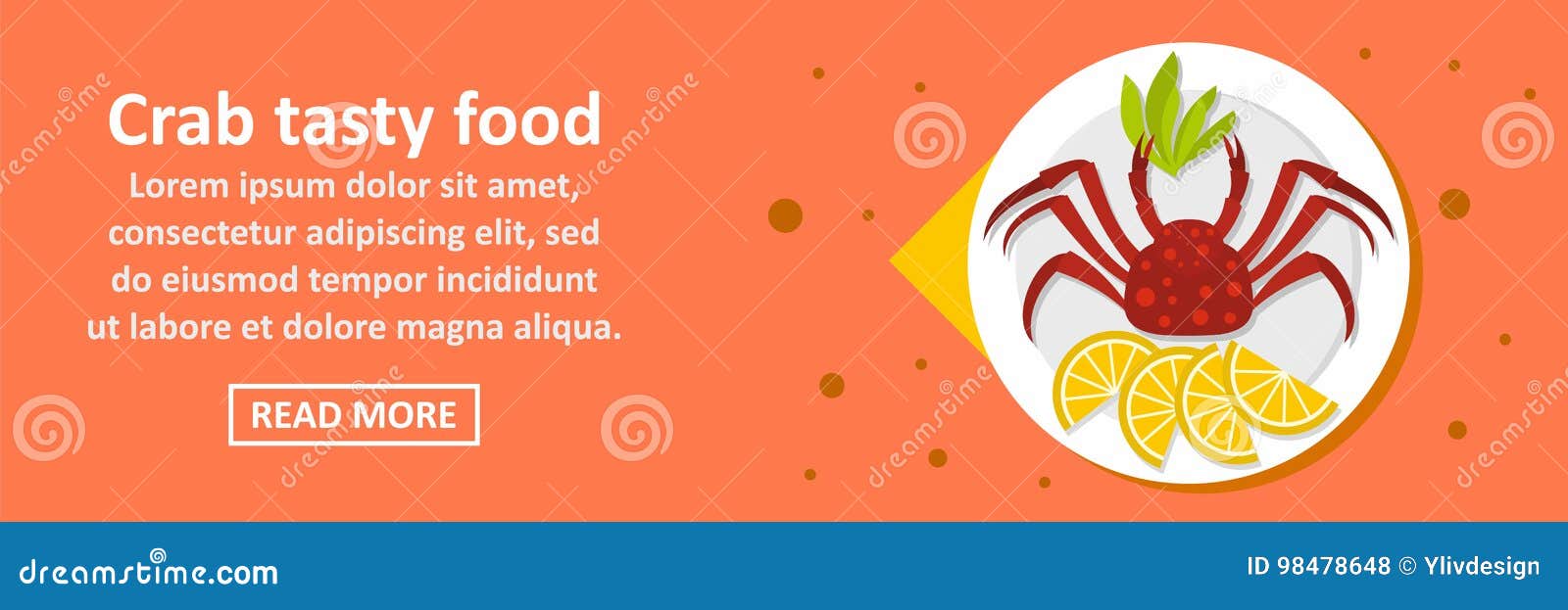 Crab Tasty Food Banner Horizontal Concept Stock Vector - Illustration ...