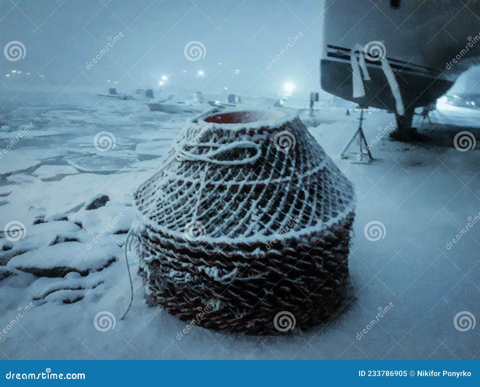 Crab traps in the snow stock image. Image of traps, winter - 233786905