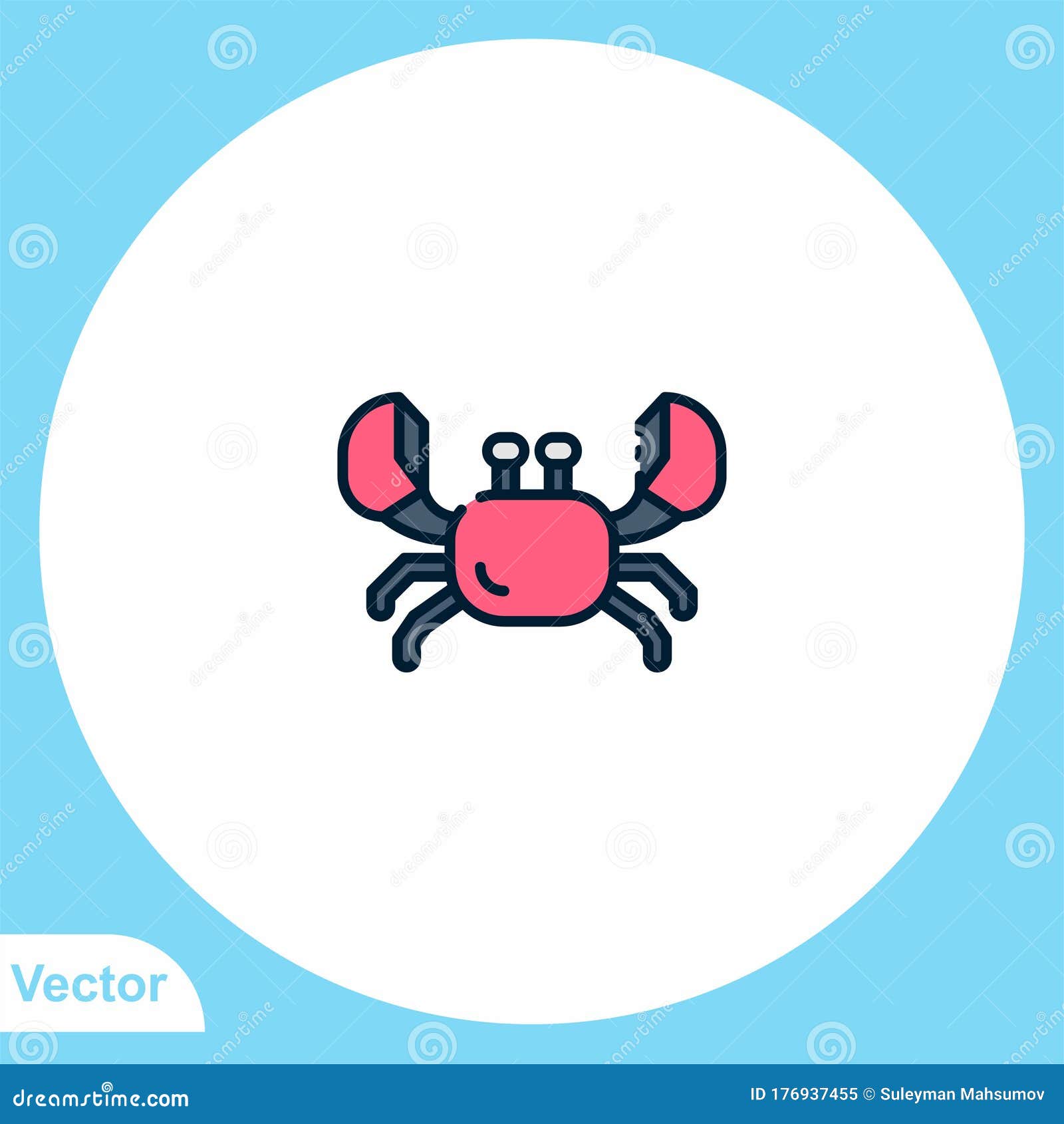 Crab Vector Icon Sign Symbol Stock Vector - Illustration of cafe ...