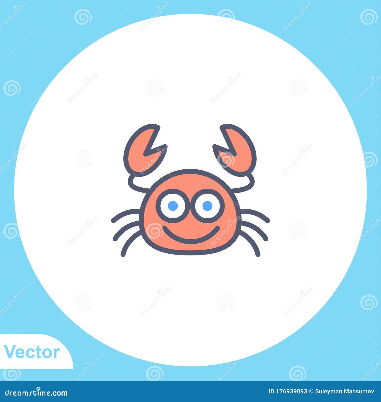 Crab Vector Icon Sign Symbol Stock Vector - Illustration of delicious ...